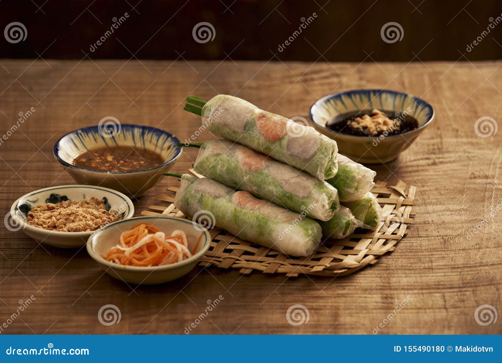 Fresh Vietnamese Spring Rolls on a Plate with Salad Stock Photo - Image ...