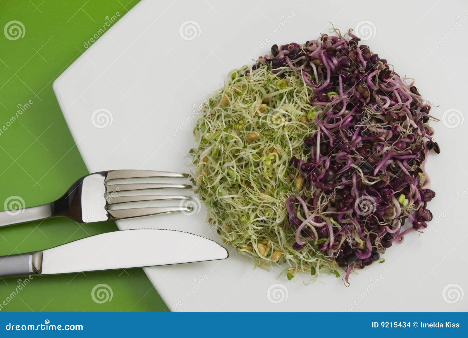 Fresh Violet and Green Germ in Yin-yang Form Stock Photo - Image of ...