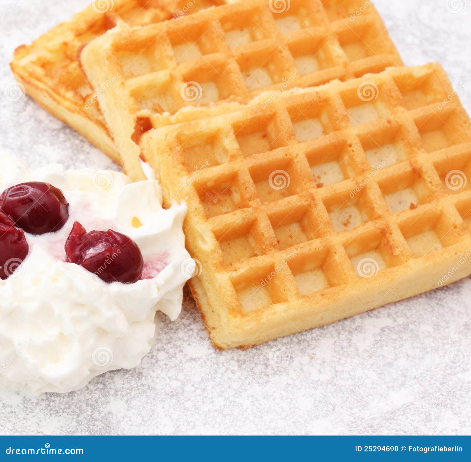 Fresh waffles stock photo. Image of cherries, cake, snack - 25294690