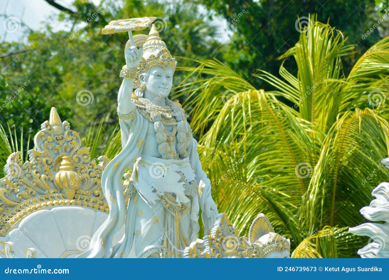 Fresh Warm Sunshine on Krishna Chakra Statue in Garden Stock Image ...