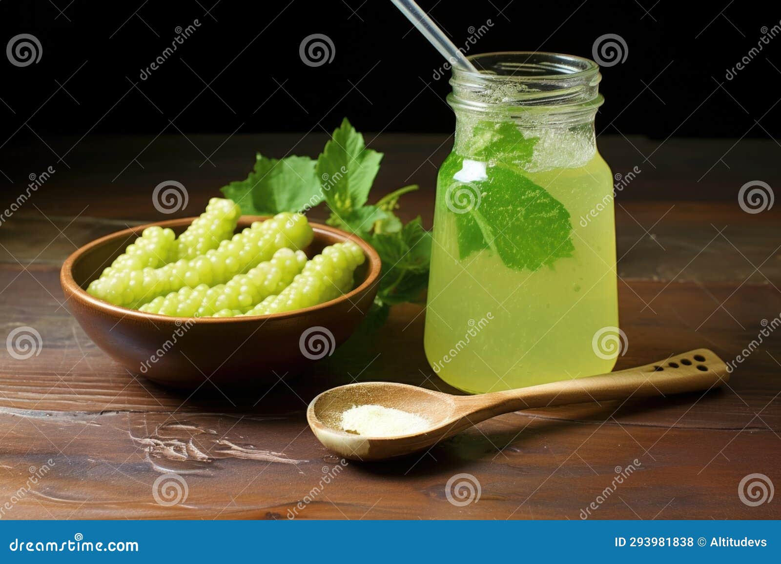 Fresh Wasabi Root with Droplets of Water, Next To a Jar of Wasabi Paste ...