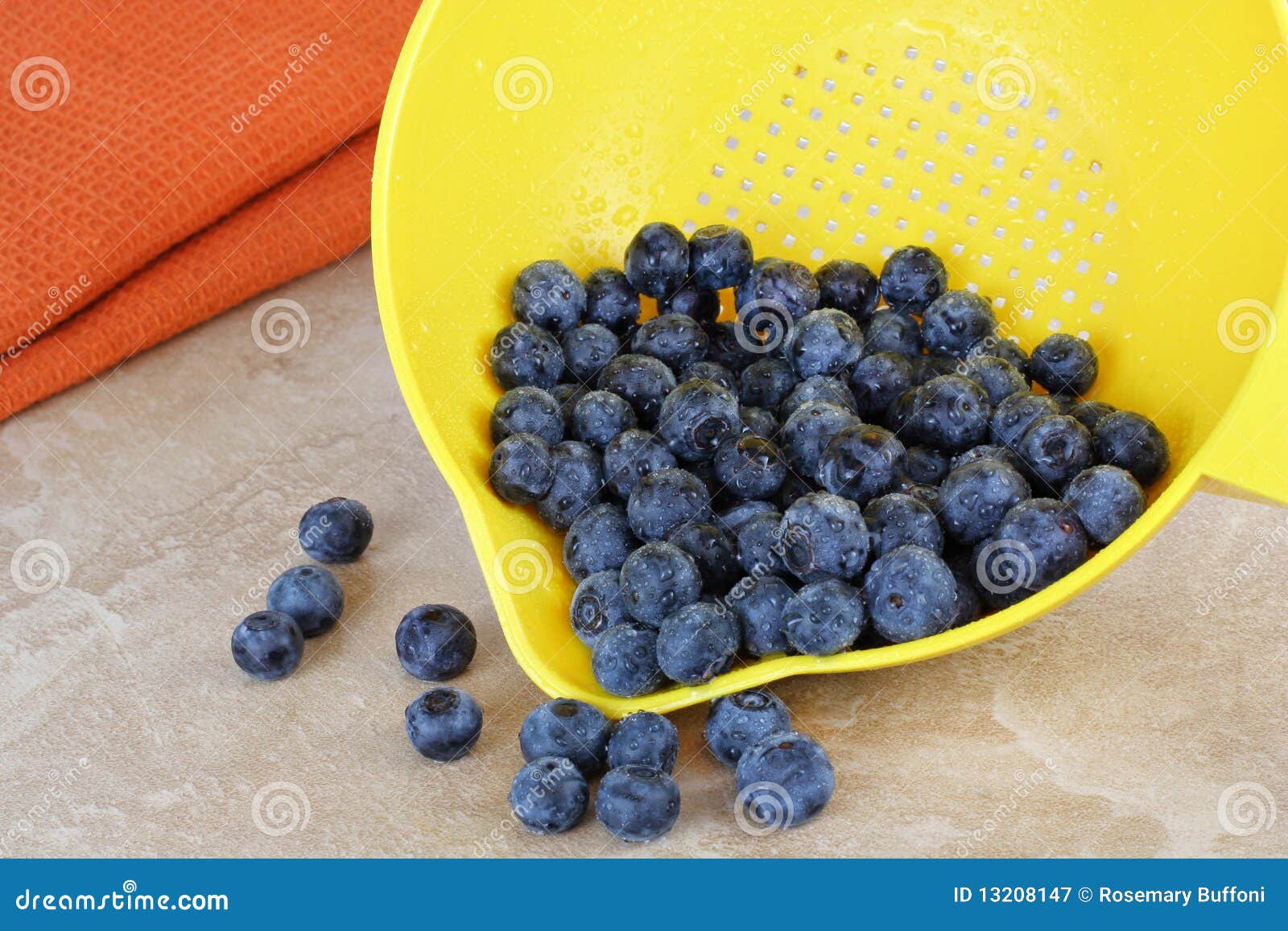 Fresh Washed Blueberries and Strainer. Stock Image - Image of ...