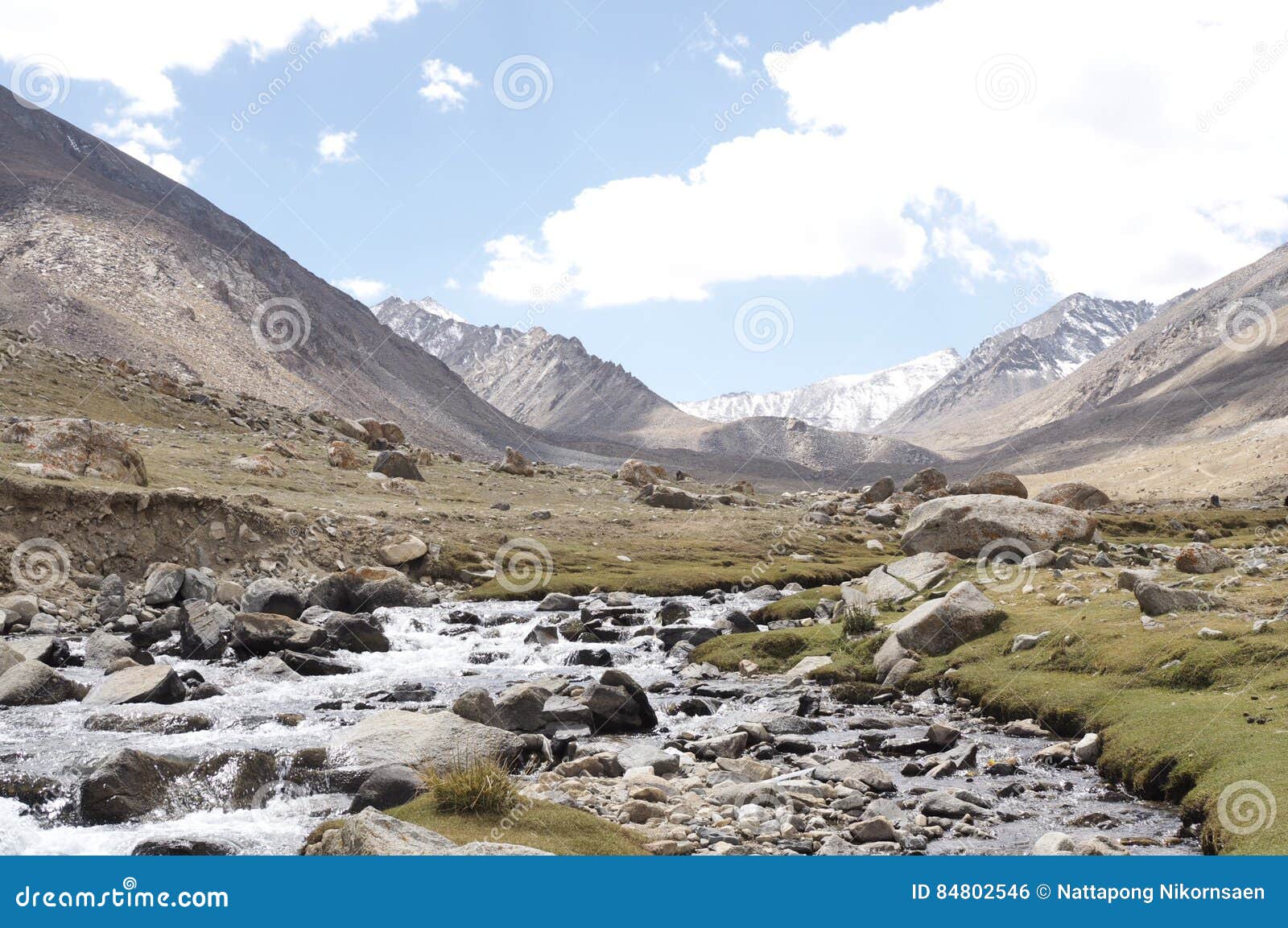 Water From Brook Or Water Fall In Blue Pvc Pipe To Water Filter On The ...