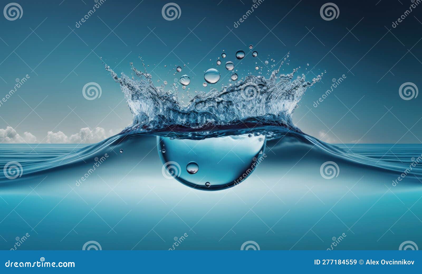 Fresh Water Drops on Blue Ethereal Background for Invitations and ...