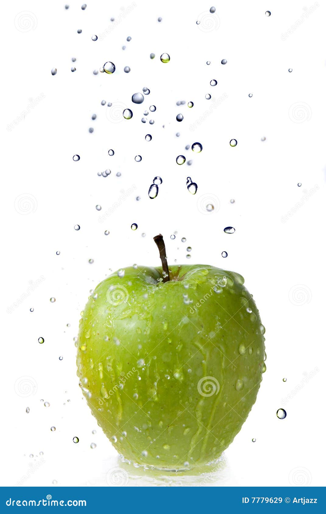 Fresh Water Drops on Green Apple Isolated on White Stock Image - Image ...