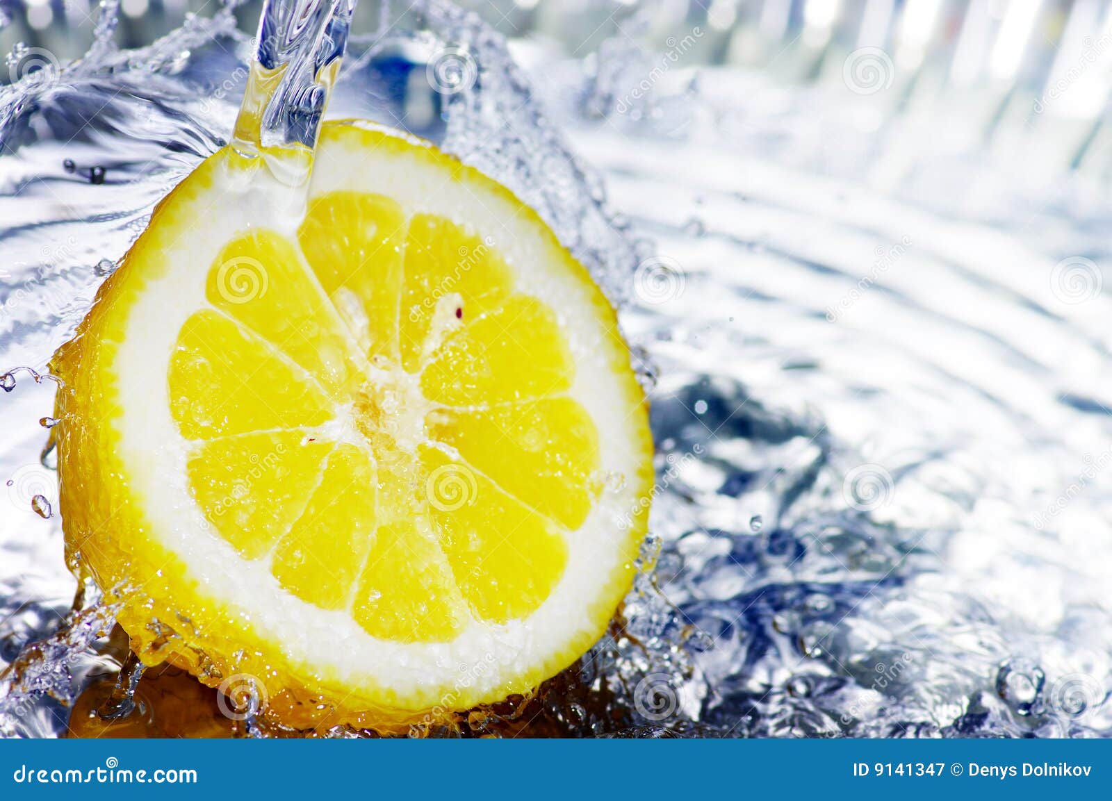 Fresh water drops on lemon stock image. Image of ripe - 9141347