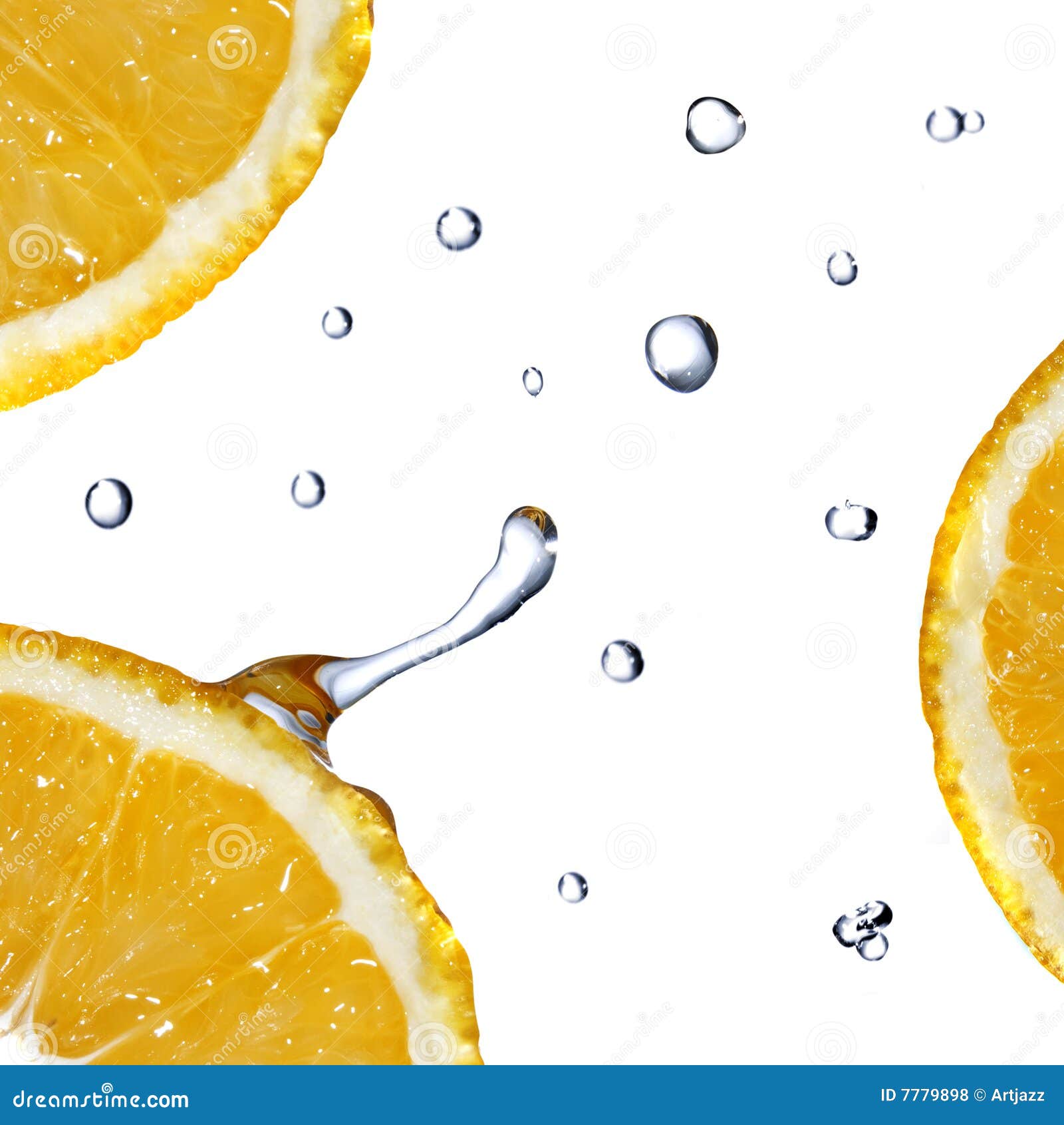 Fresh Water Drops on Orange Isolated on White Stock Photo - Image of ...