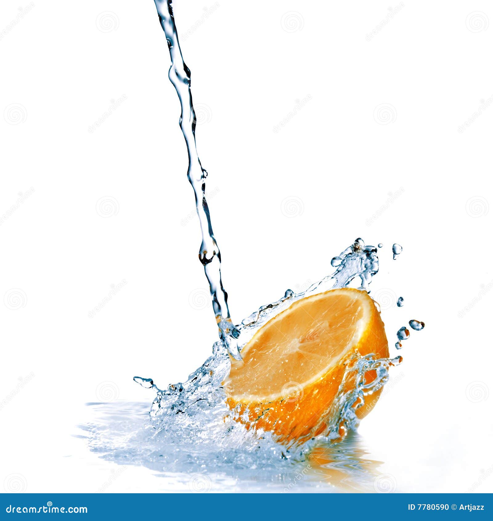 Fresh Water Drops on Orange Isolated on White Stock Photo - Image of ...