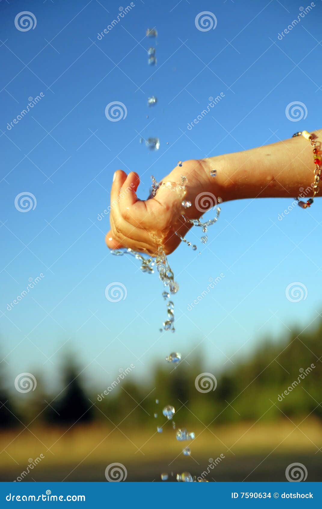 Fresh Water Falling on Children Hands Stock Photo - Image of flow ...