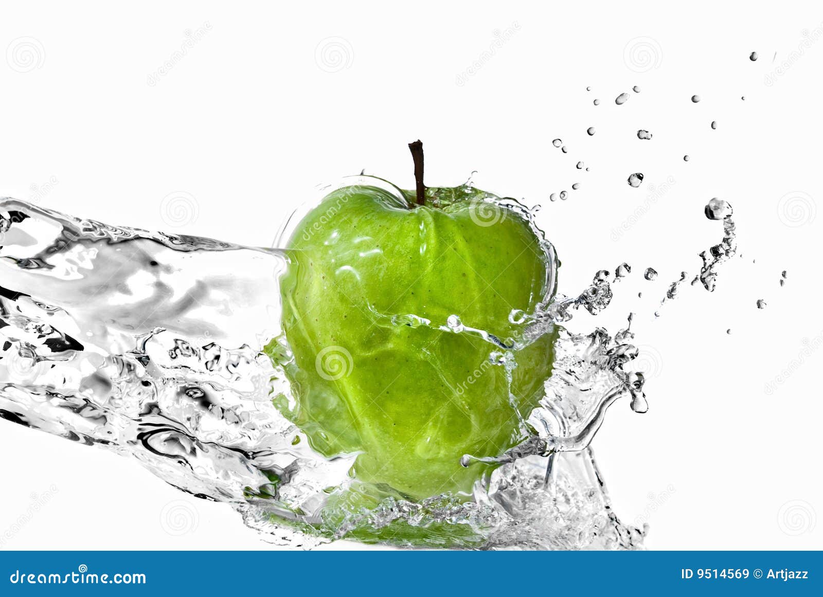 Fresh Water Splash on Green Apple Stock Image - Image of soda ...