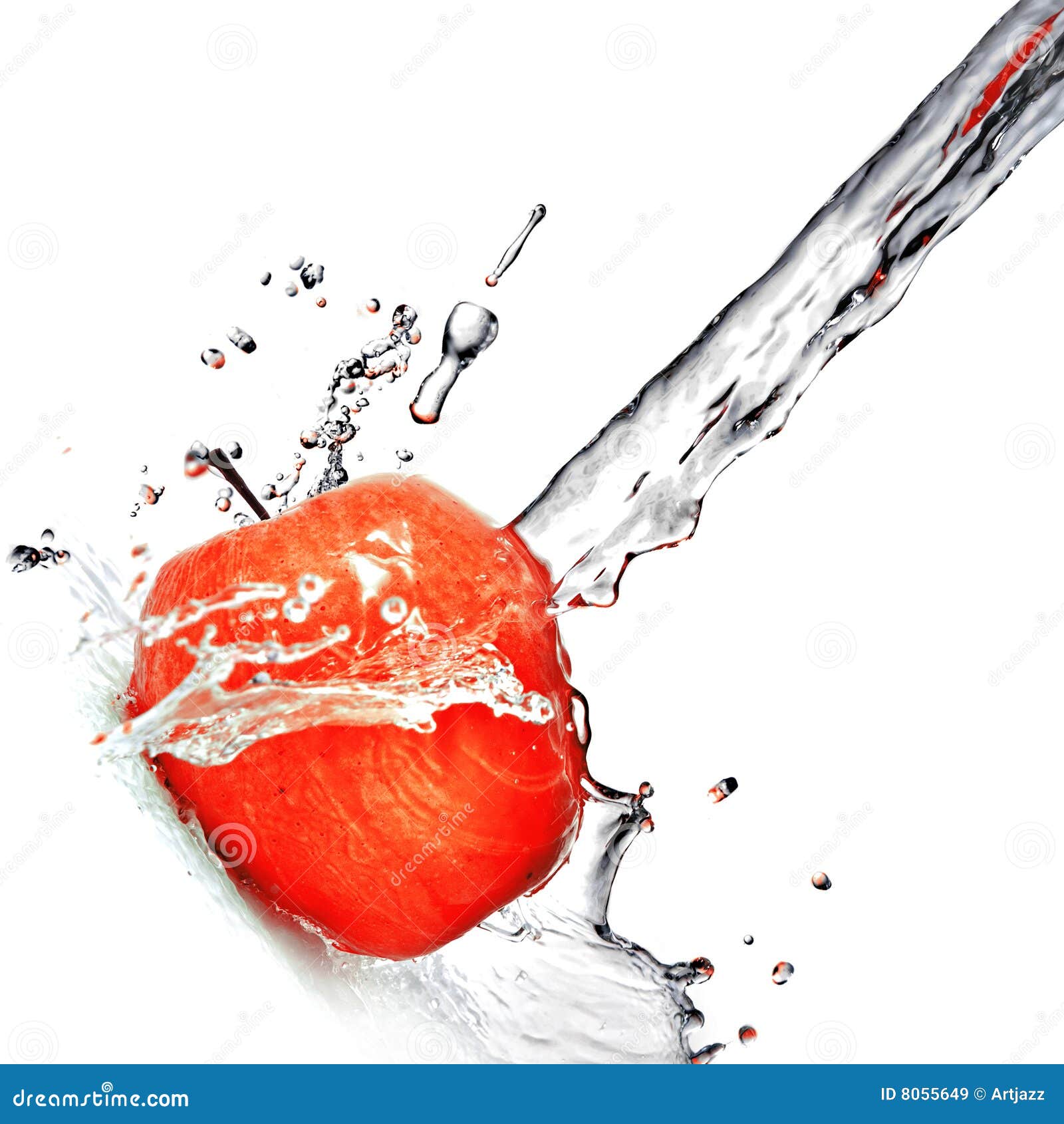Fresh Water Splash on Red Apple Isolated on White Stock Image - Image ...