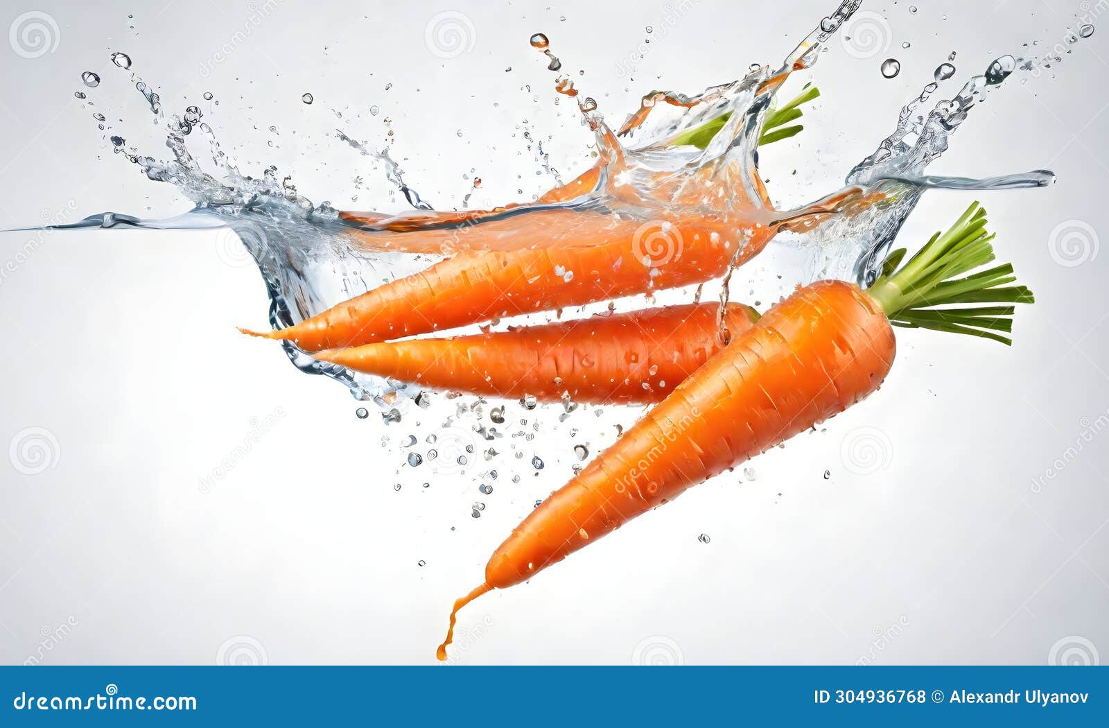 Carrots in Water Splashes on White Background Stock Photo - Image of ...