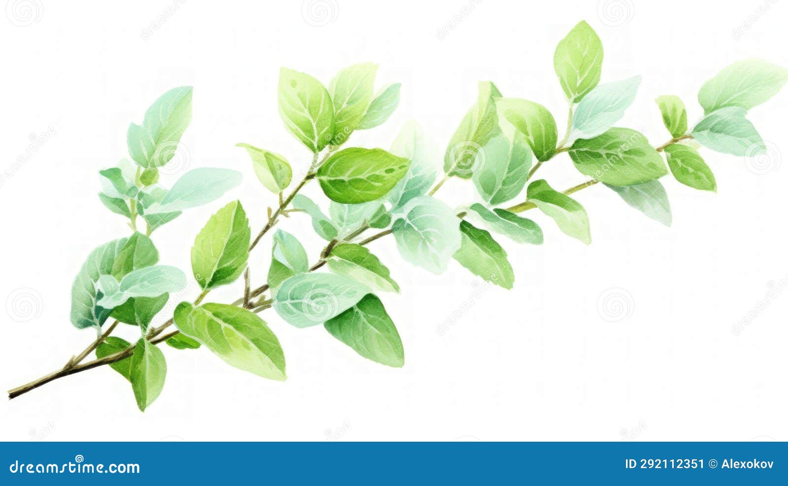 Fresh Watercolor Mint Sprig Leaves AI Generated Stock Illustration ...