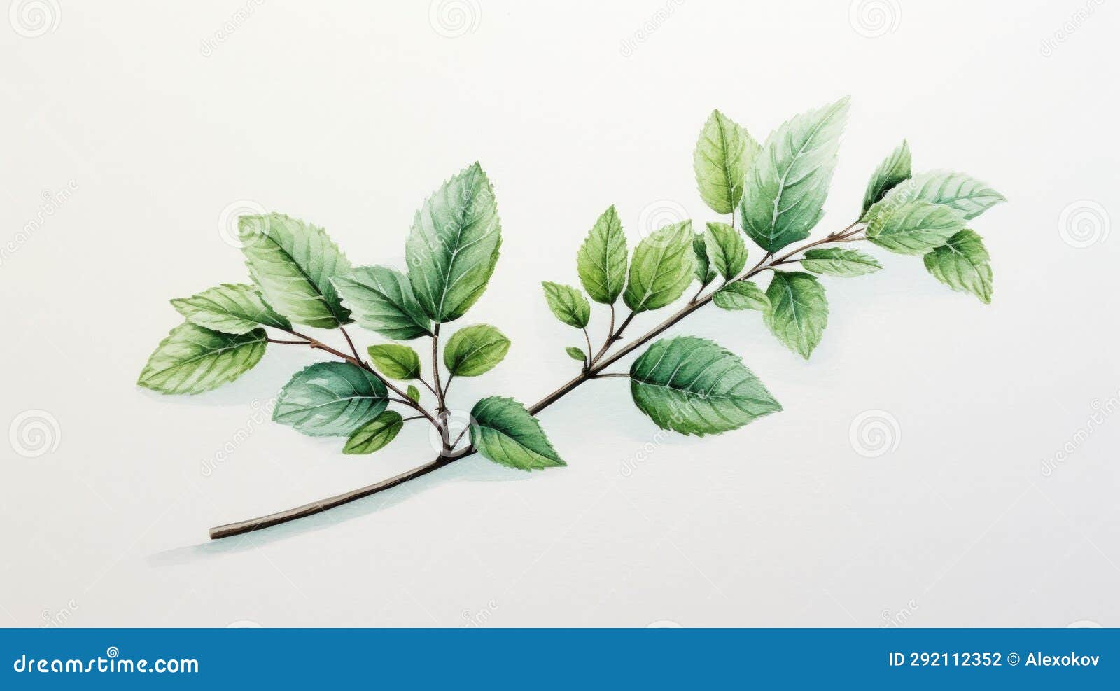 Fresh Watercolor Mint Sprig Leaves AI Generated Stock Illustration ...