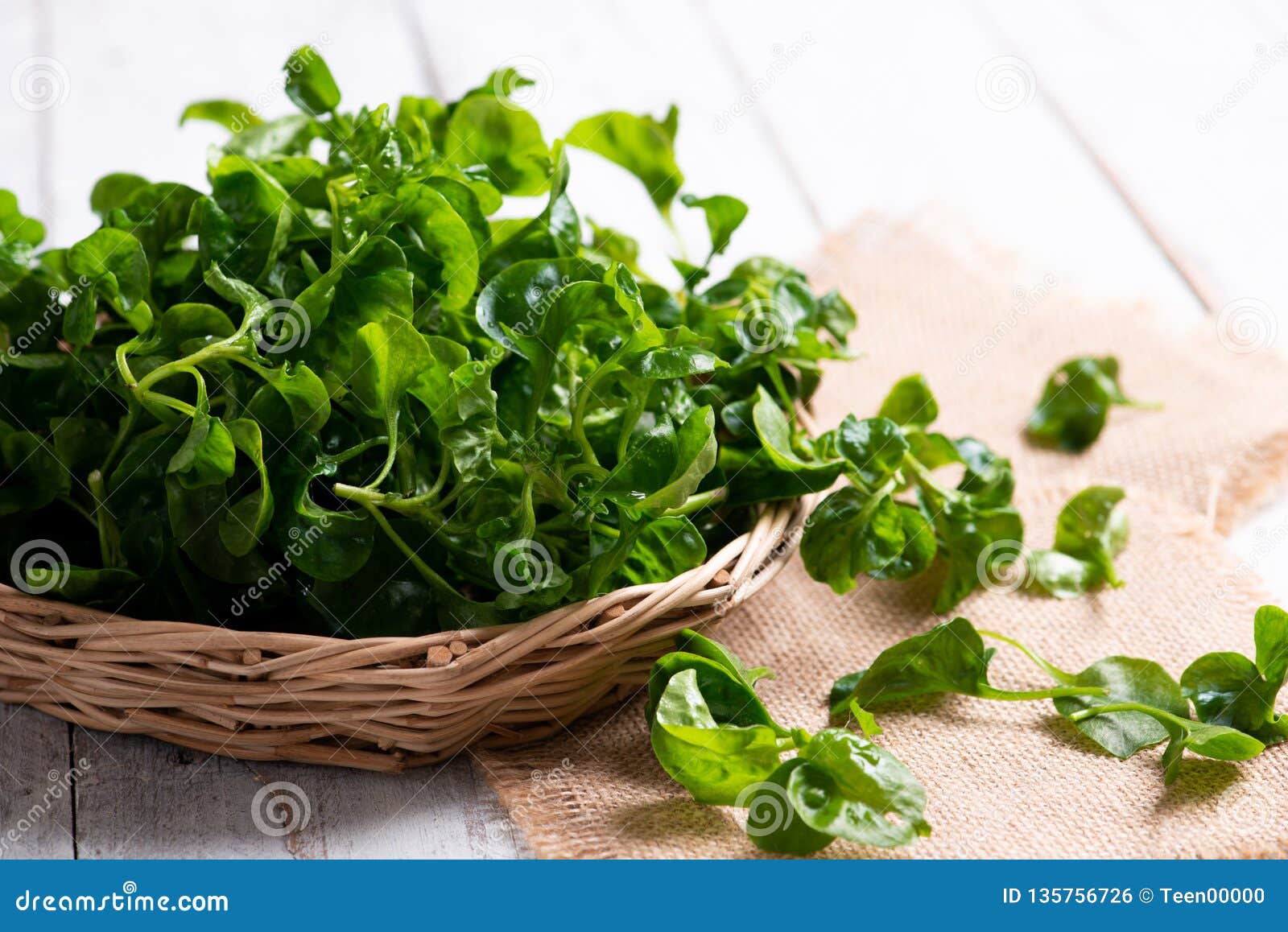 Fresh Watercress on Table Background Stock Photo - Image of bunch ...