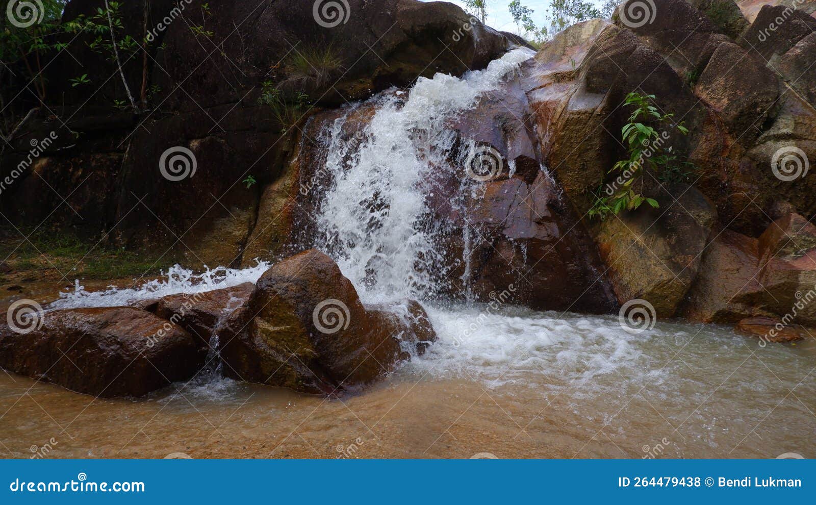 Fresh Waterfall on Mountains and River Rocks Stock Photo - Image of ...