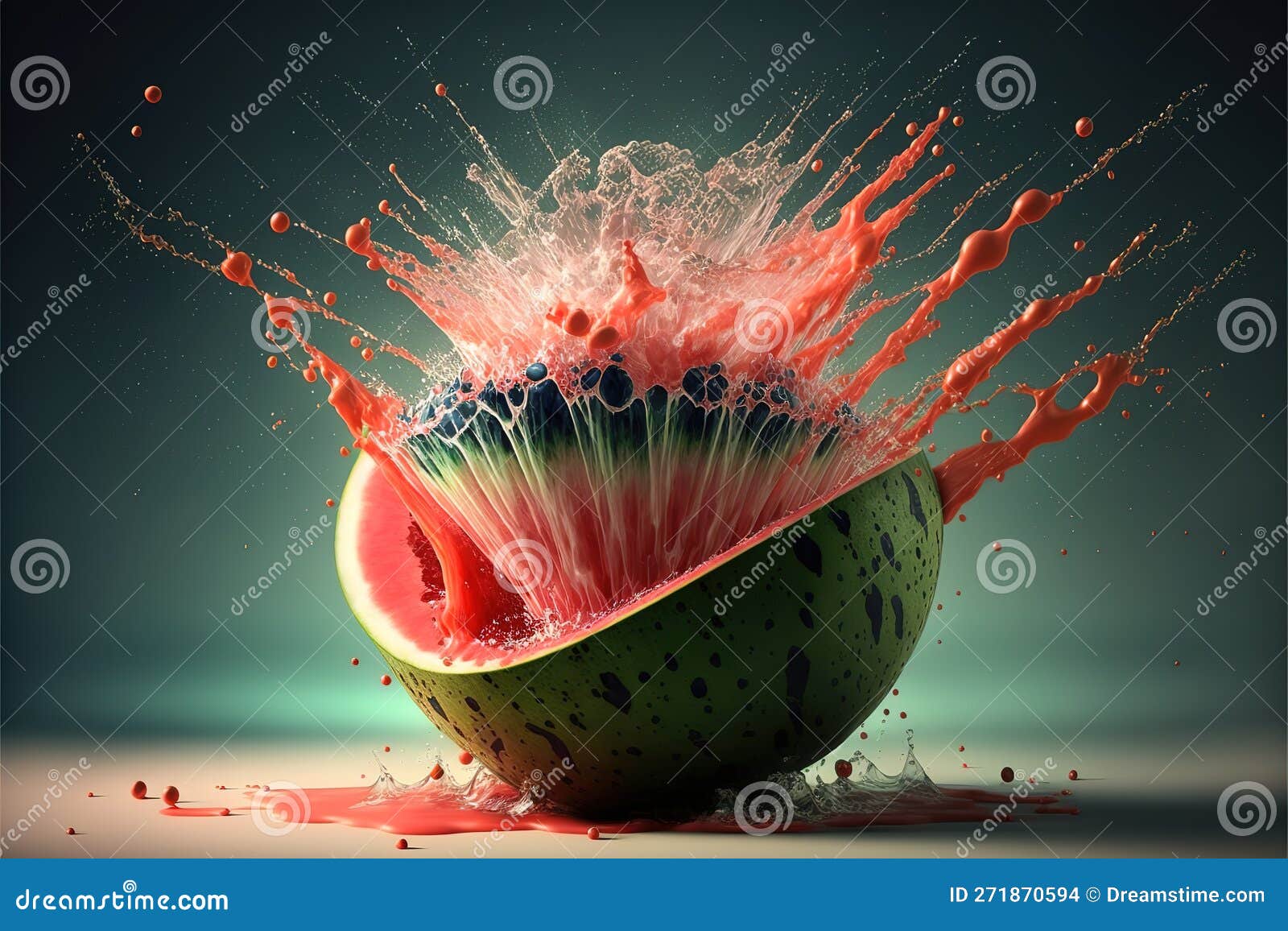 Fresh Watermelon Exploding with Juice. Generative AI Stock Illustration ...