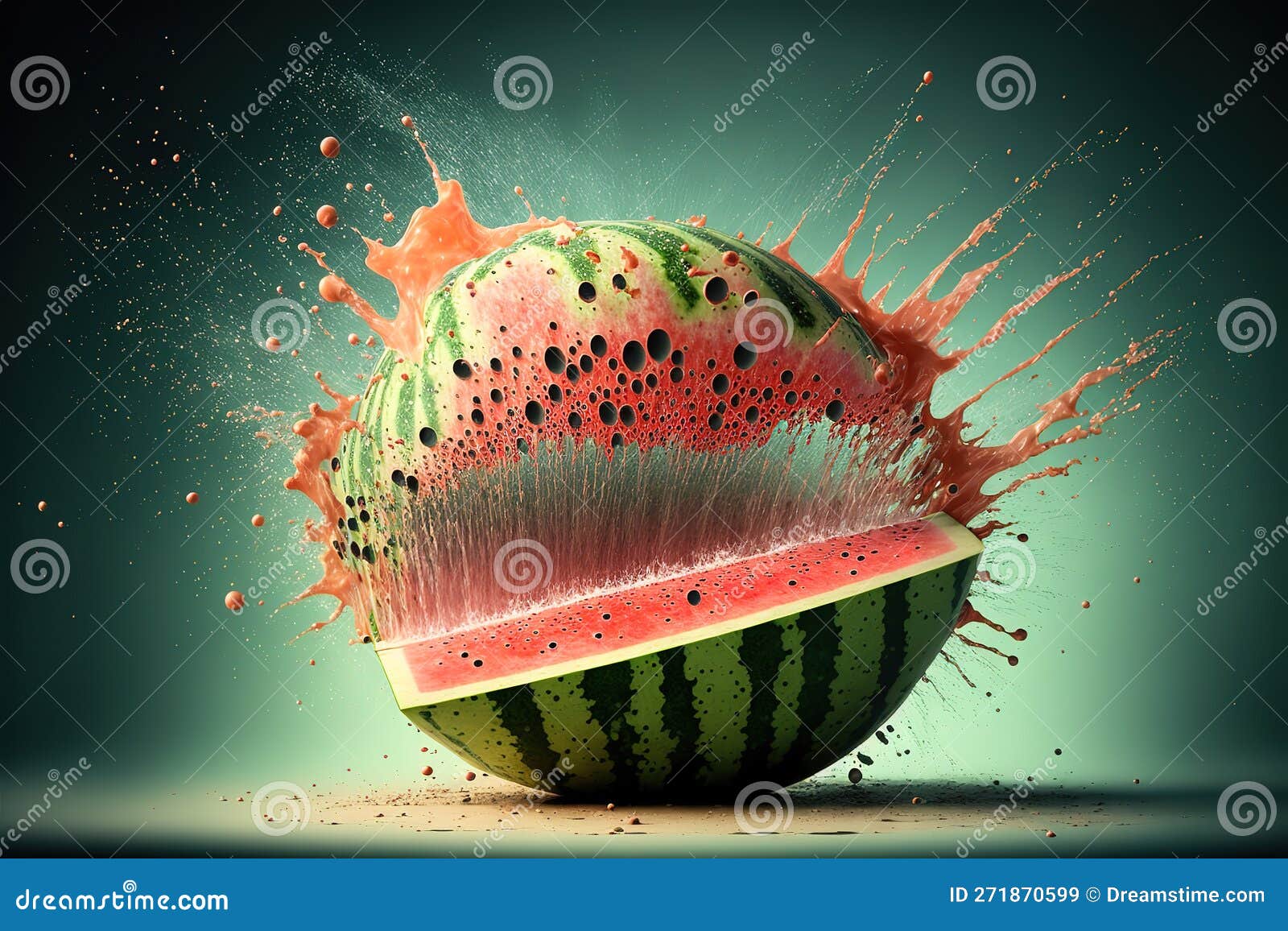 Fresh Watermelon Exploding with Juice. Generative AI Stock Illustration ...