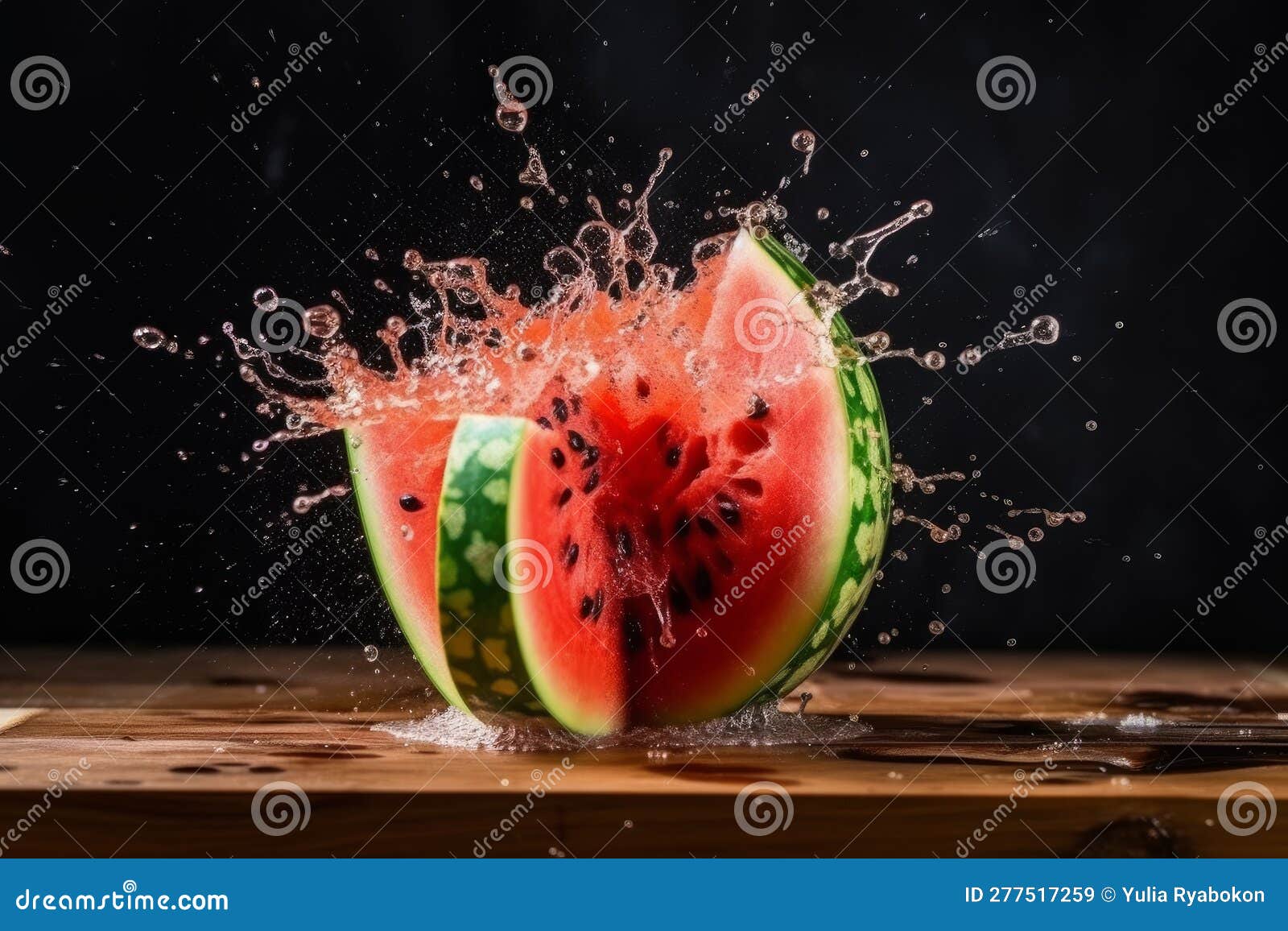Fresh Watermelon Exploding Pieces. Generate Ai Stock Illustration ...