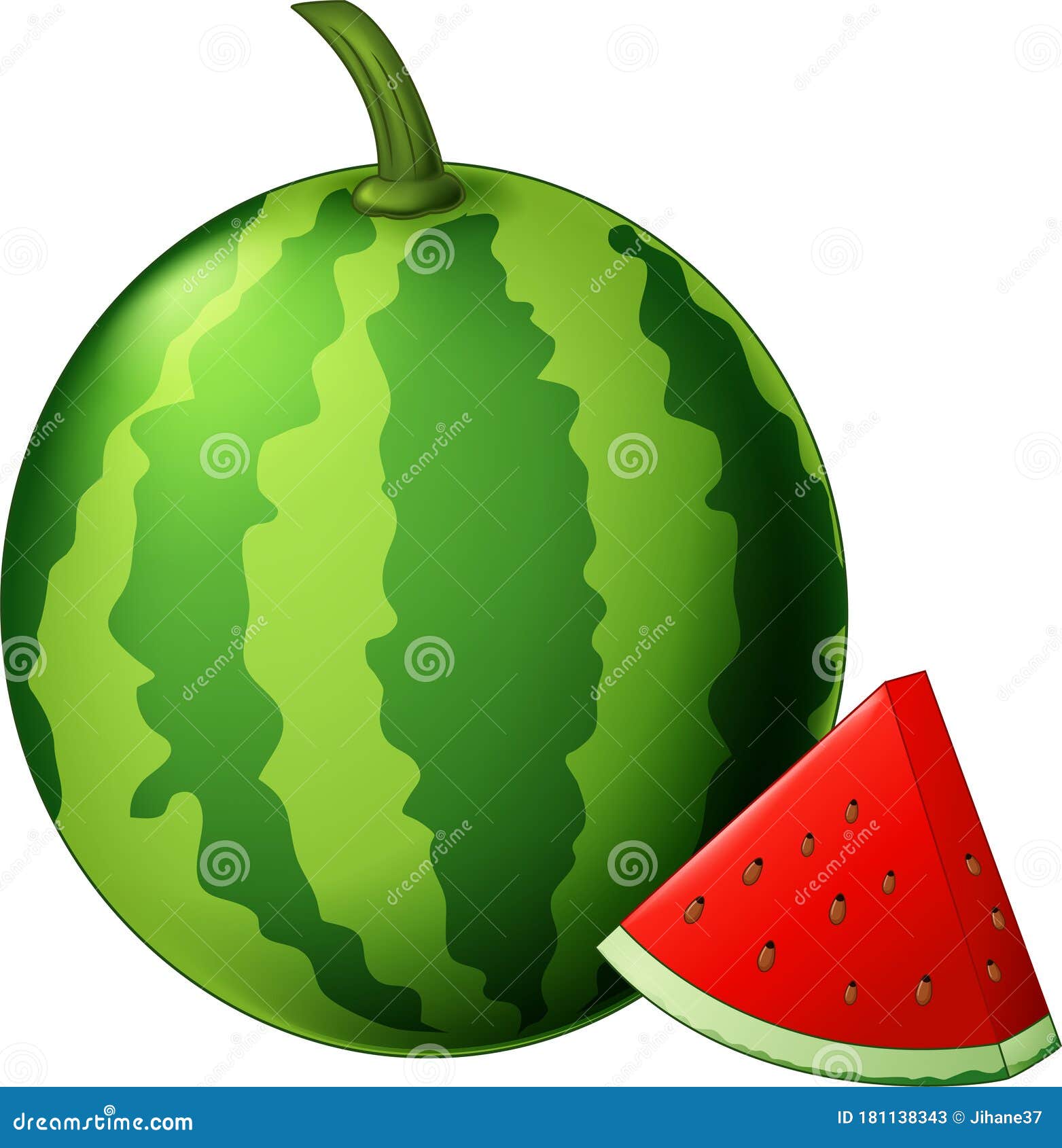 Fresh Watermelon Fruit Cartoon Vector Illustration Isolated Stock ...