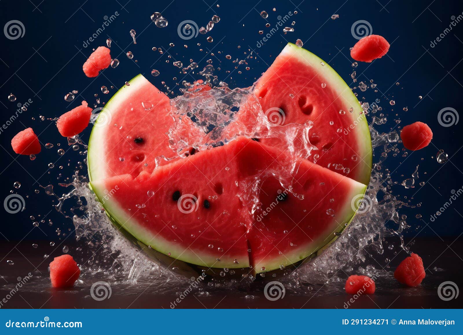 Fresh Watermelon Fruit in a Splash of Water Stock Image - Image of drop ...