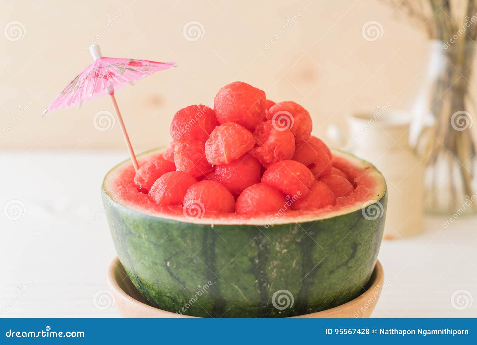 Fresh watermelon on table stock photo. Image of circle - 95567428