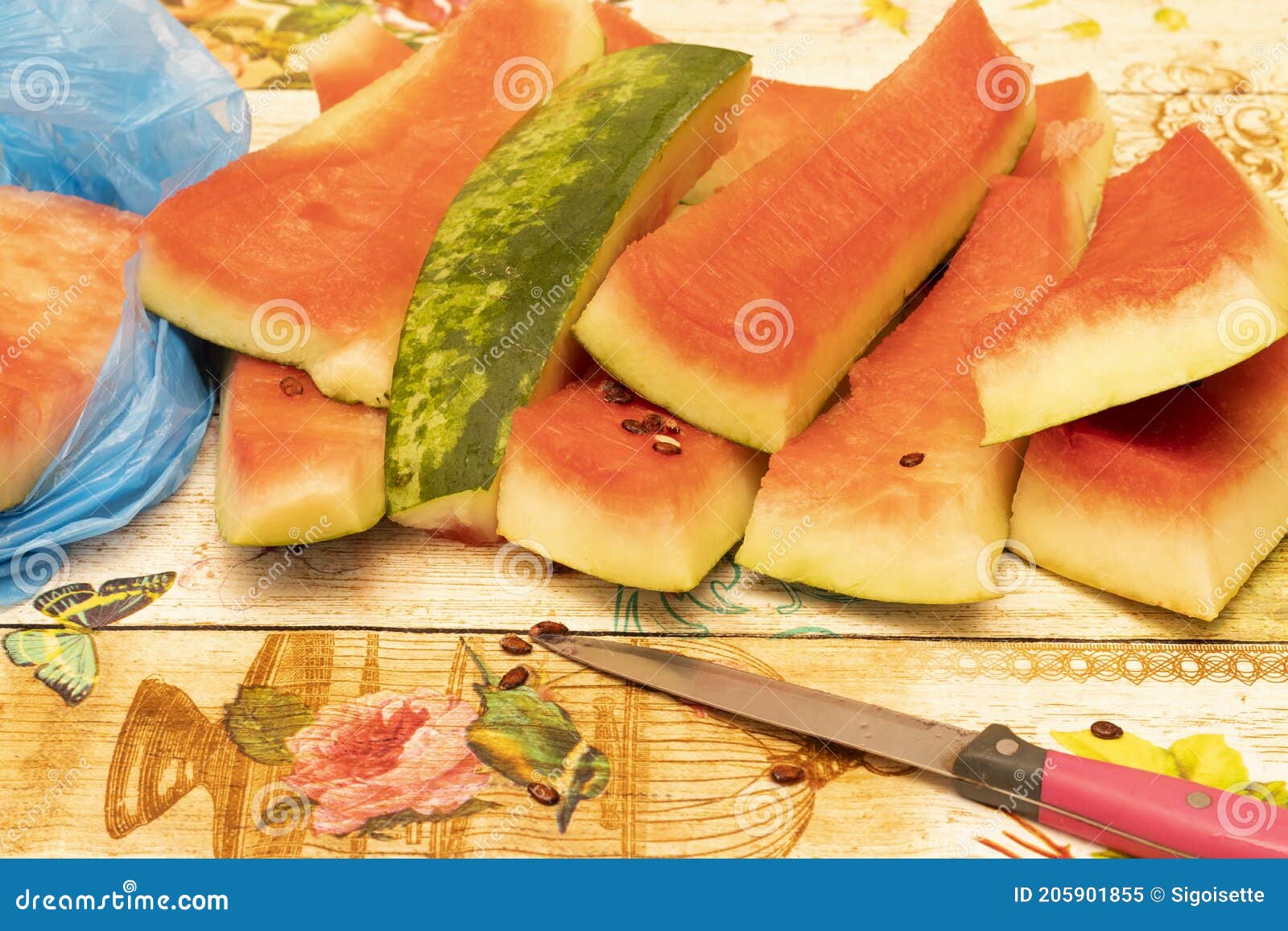 Fresh Watermelon Waste or Rubbish on Table. Stock Image - Image of ...