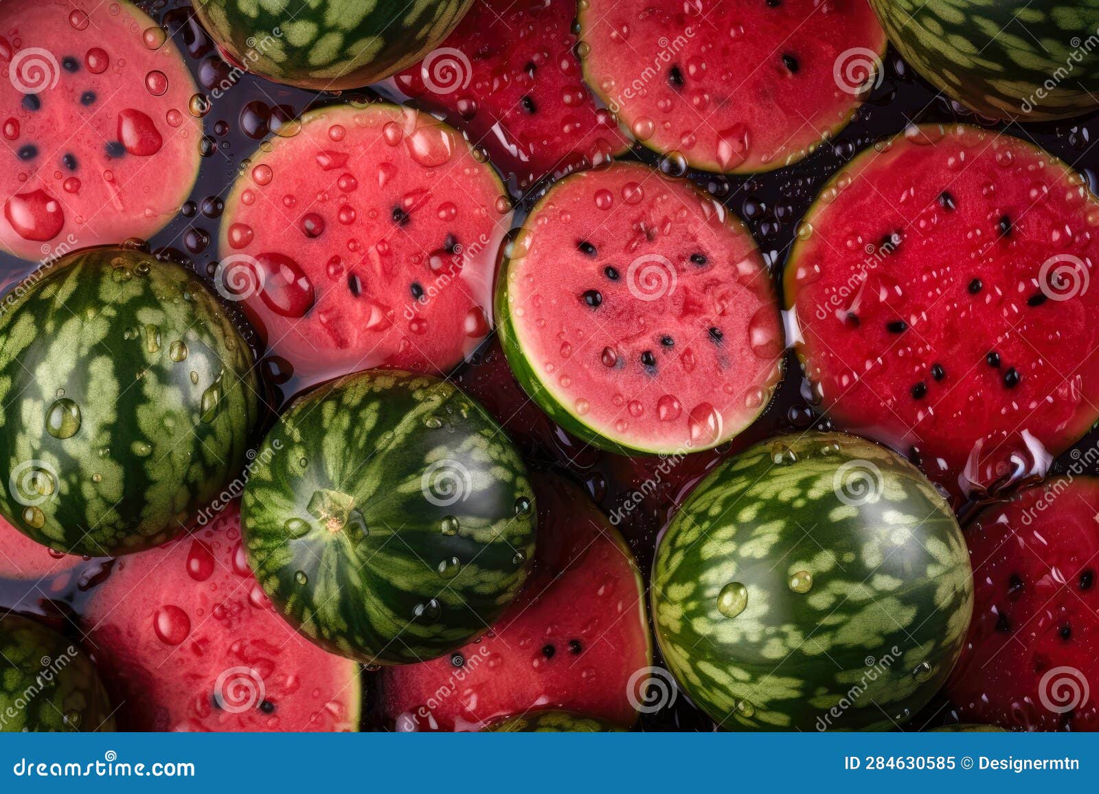 Fresh Watermelons with Water Drops on Them Stock Illustration ...
