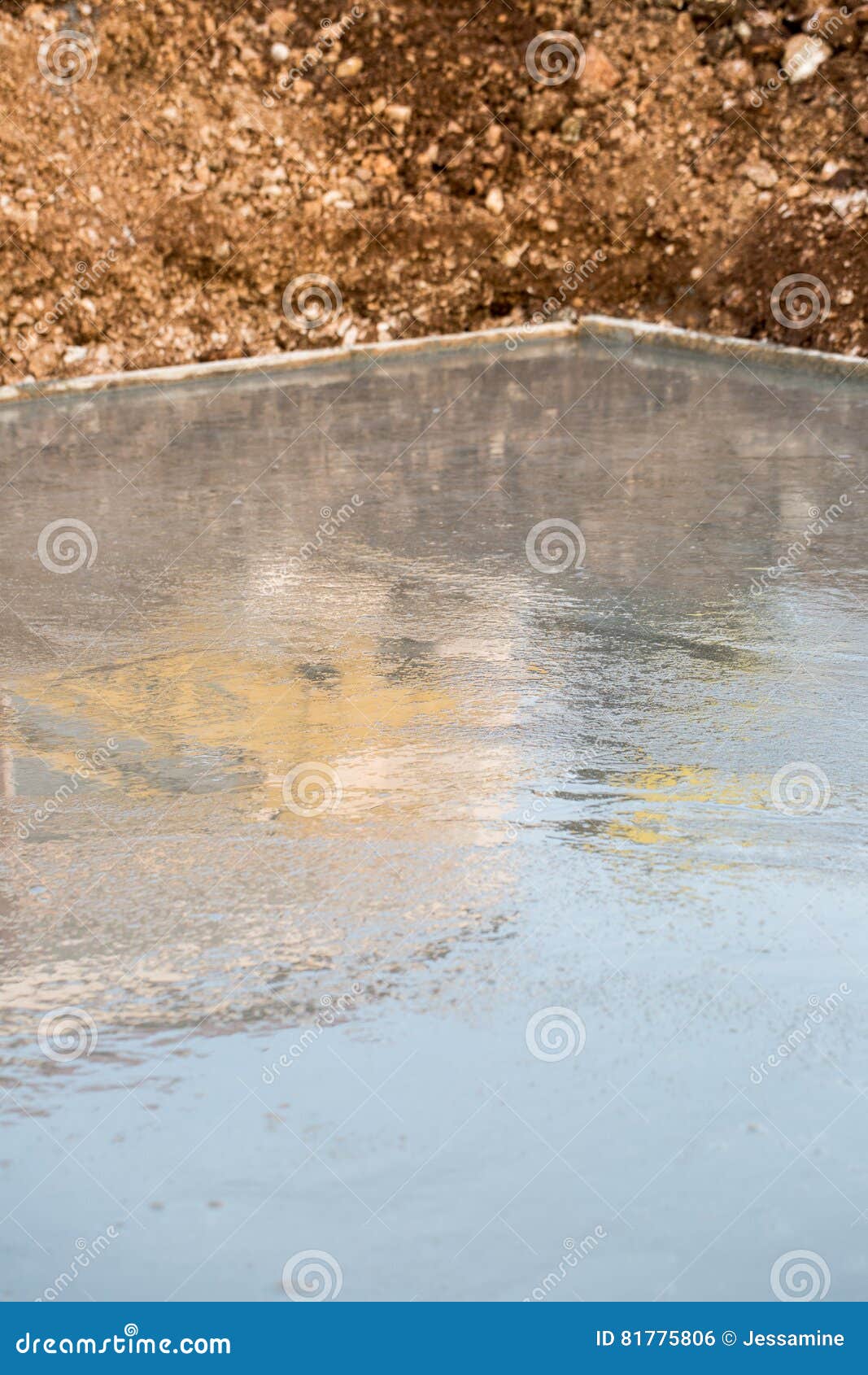 Fresh wet concrete stock photo. Image of reflection, dirt - 81775806