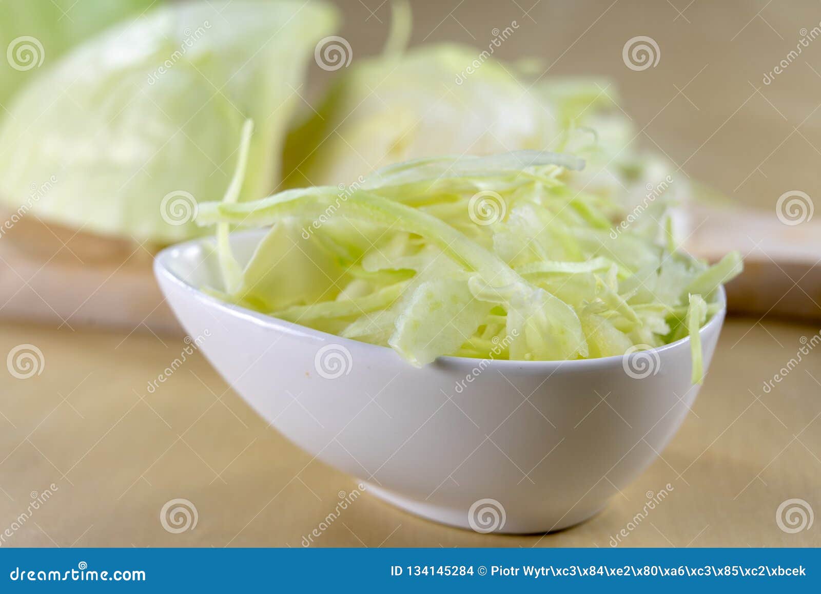Fresh White Cabbage Cut into Strips on the Kitchen Table. Vegetables ...