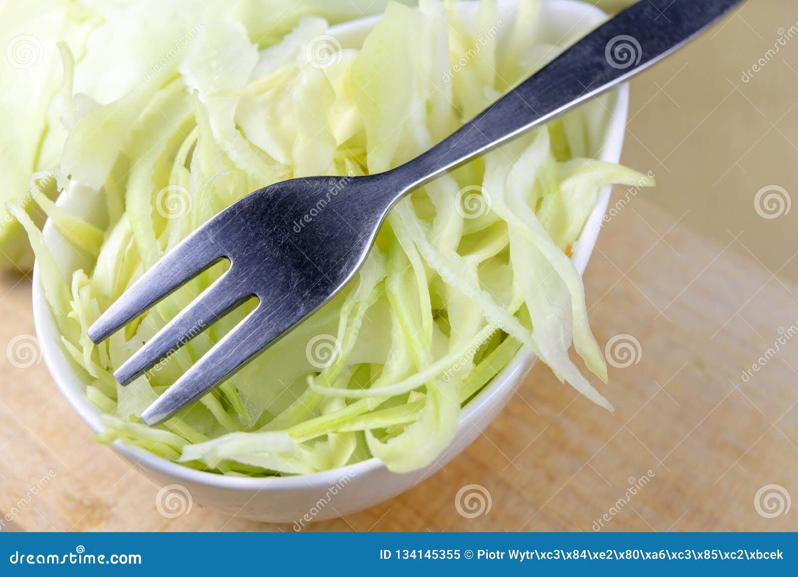 Fresh White Cabbage Cut into Strips on the Kitchen Table. Vegetables ...