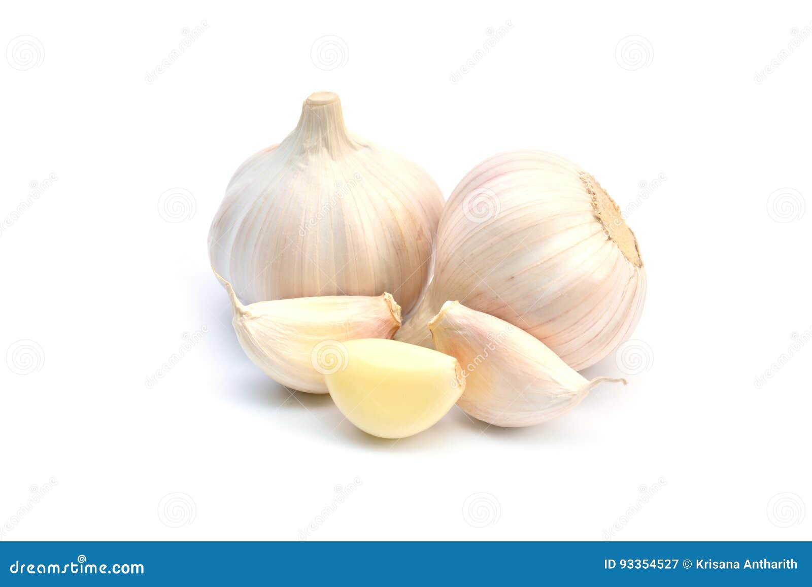 Fresh White Garlic Isolated on White Stock Image - Image of garlic ...