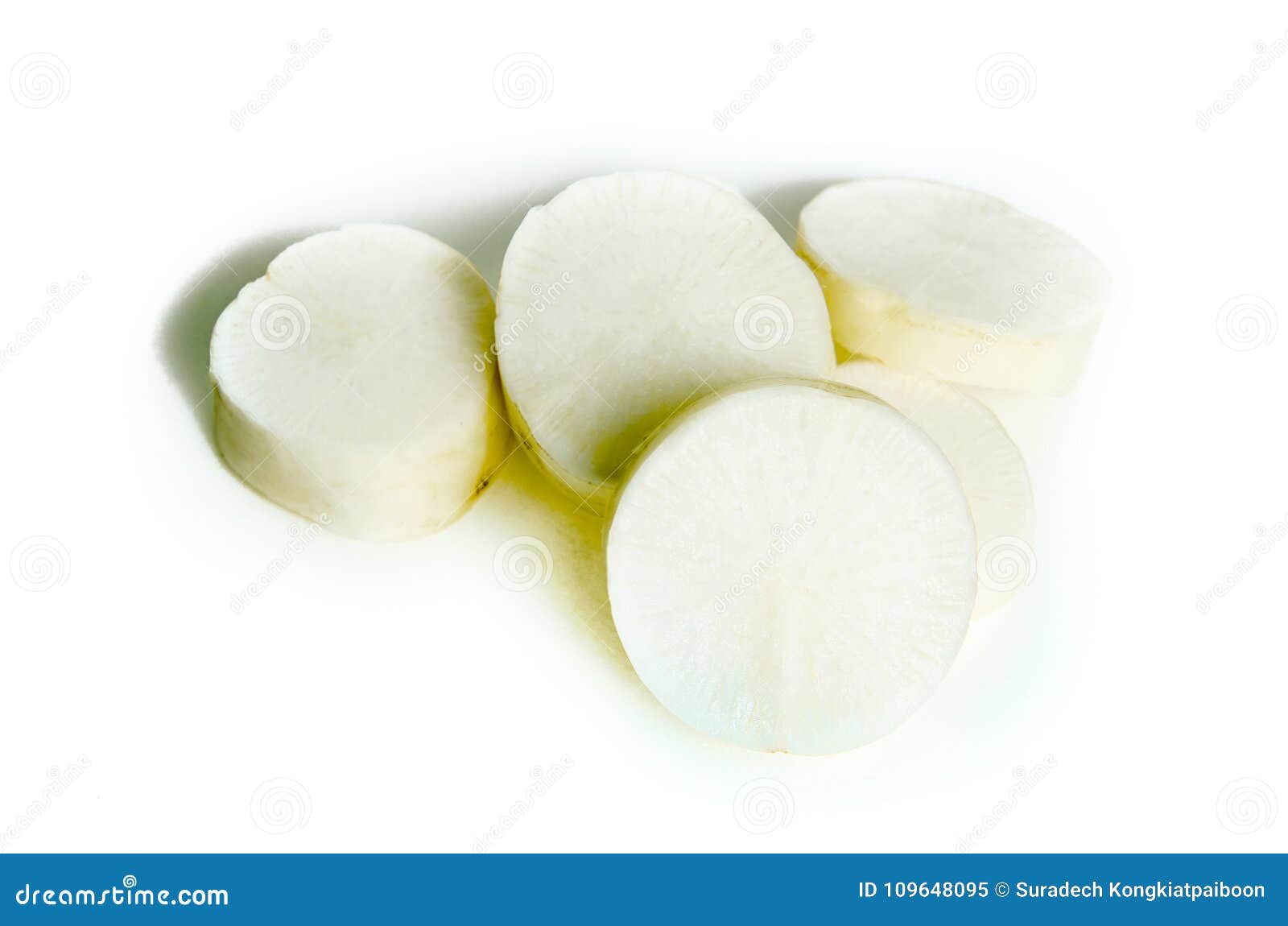 Fresh White Radish with Slices on White Background Stock Image - Image ...