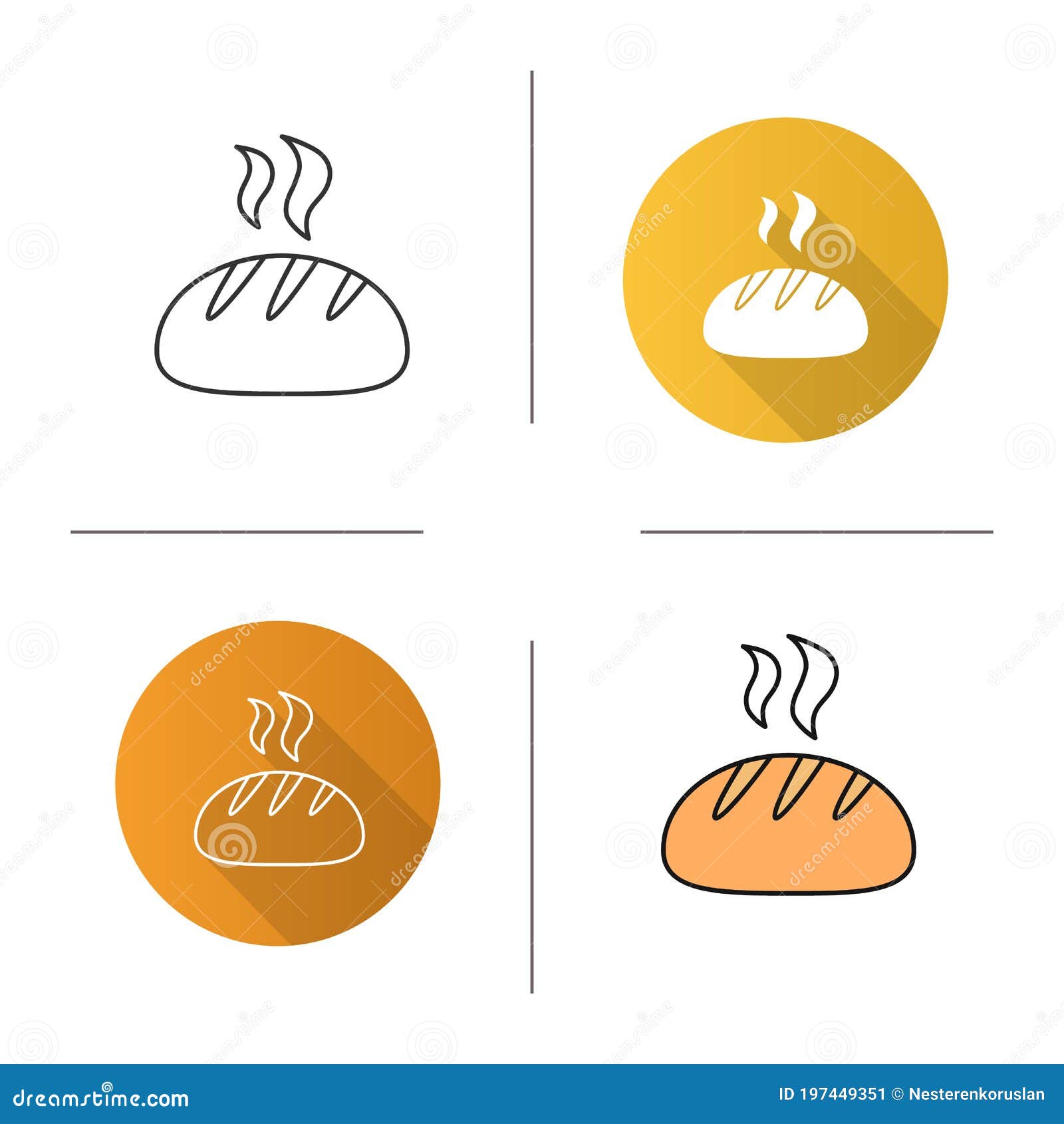 Fresh White Round Bread Icon Stock Vector - Illustration of line, loaf ...