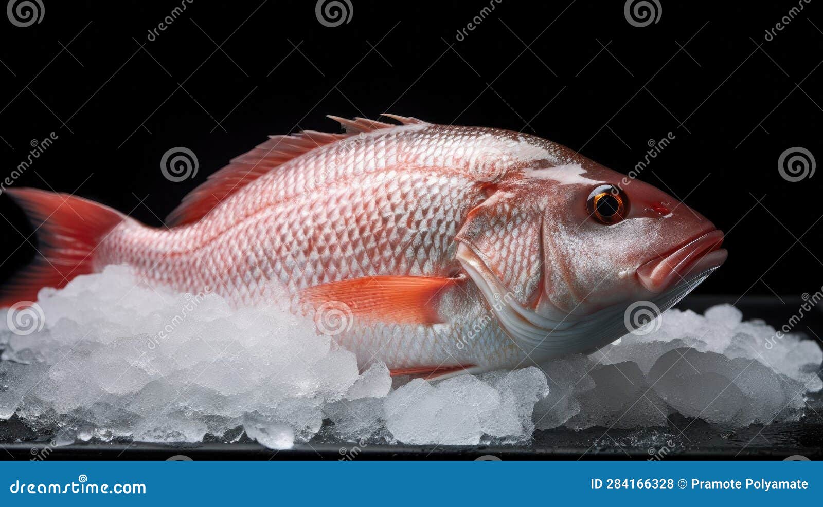 A Fresh White Snapper Fish on Ice. Snapper Fish Stock Illustration ...