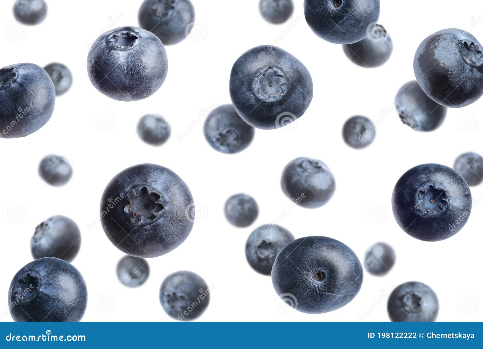 Fresh Whole Blueberries Falling on White Background Stock Photo - Image ...