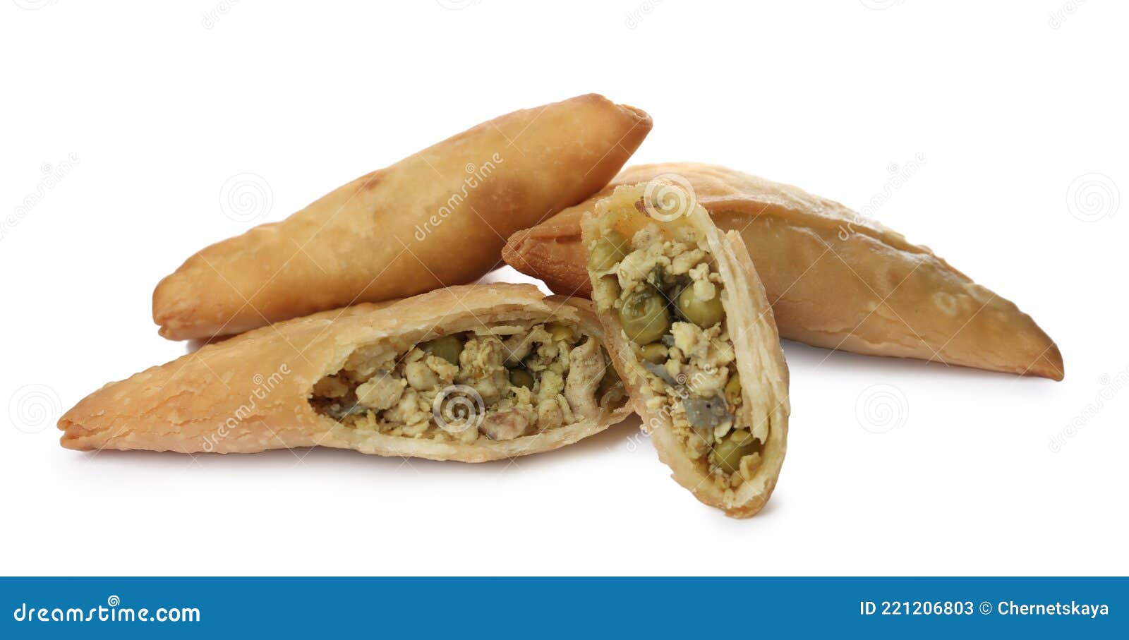 Fresh Whole and Cut Samosas on White Background Stock Image - Image of ...