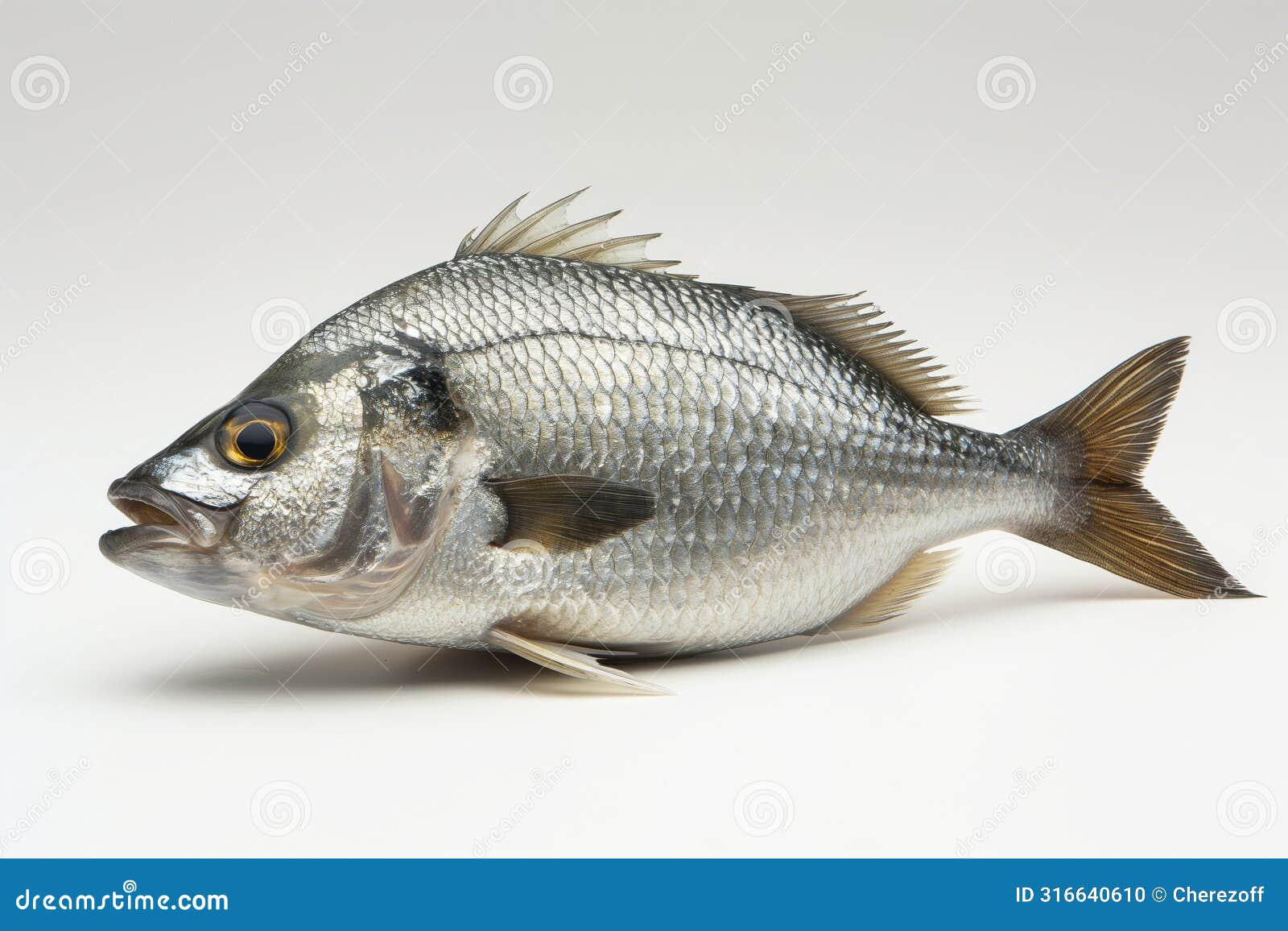 Fresh Whole Fish on White Background Stock Photo - Image of ingredients ...