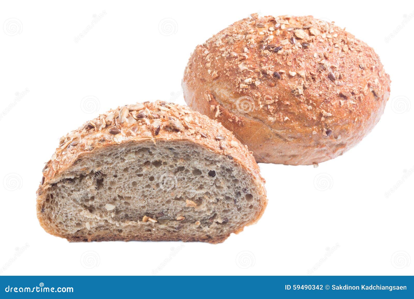 Fresh Whole Grain Bread Cut in Half Stock Photo - Image of crust ...