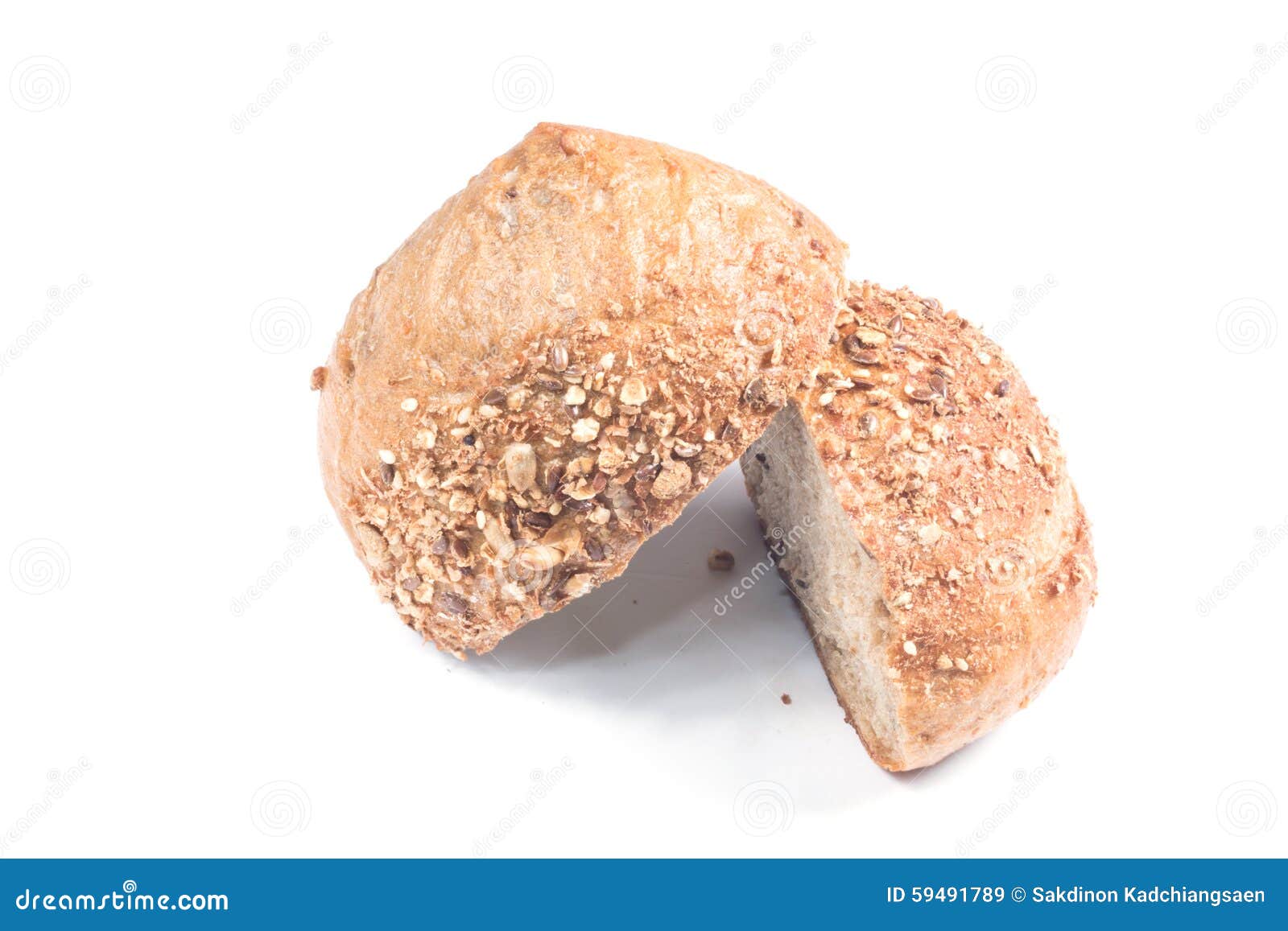 Fresh Whole Grain Bread Cut in Half Stock Image - Image of gourmet ...