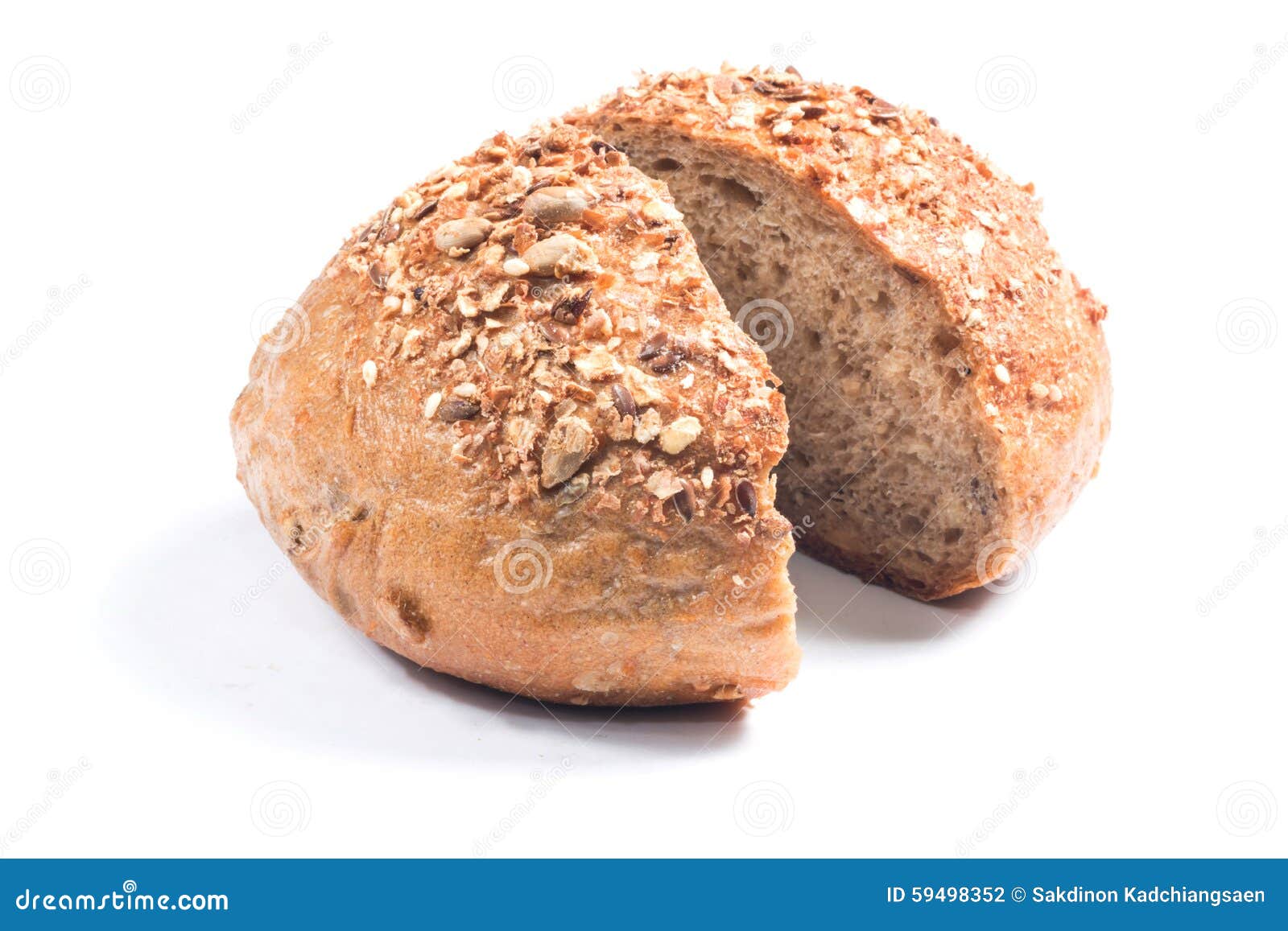 Fresh Whole Grain Bread Cut in Half Stock Photo - Image of color, loaf ...
