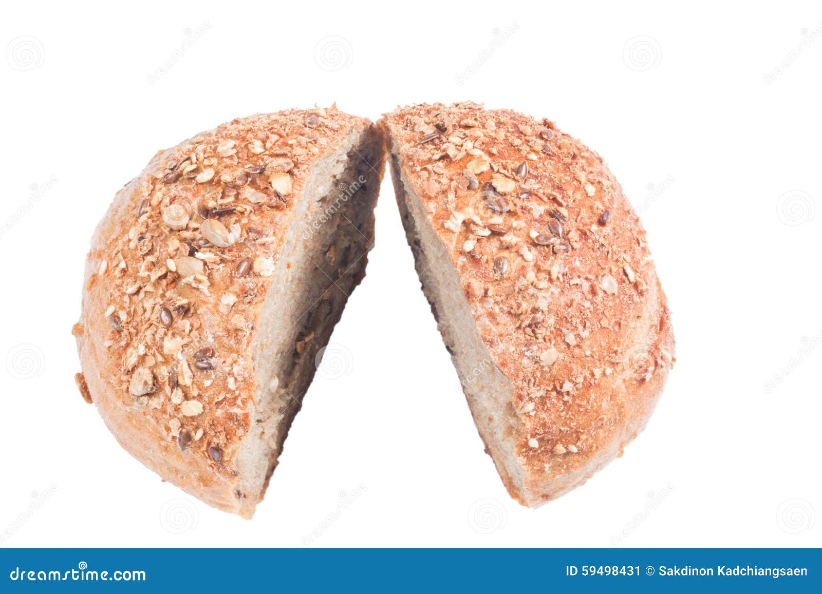 Fresh Whole Grain Bread Cut in Half Stock Image - Image of oatmeal ...