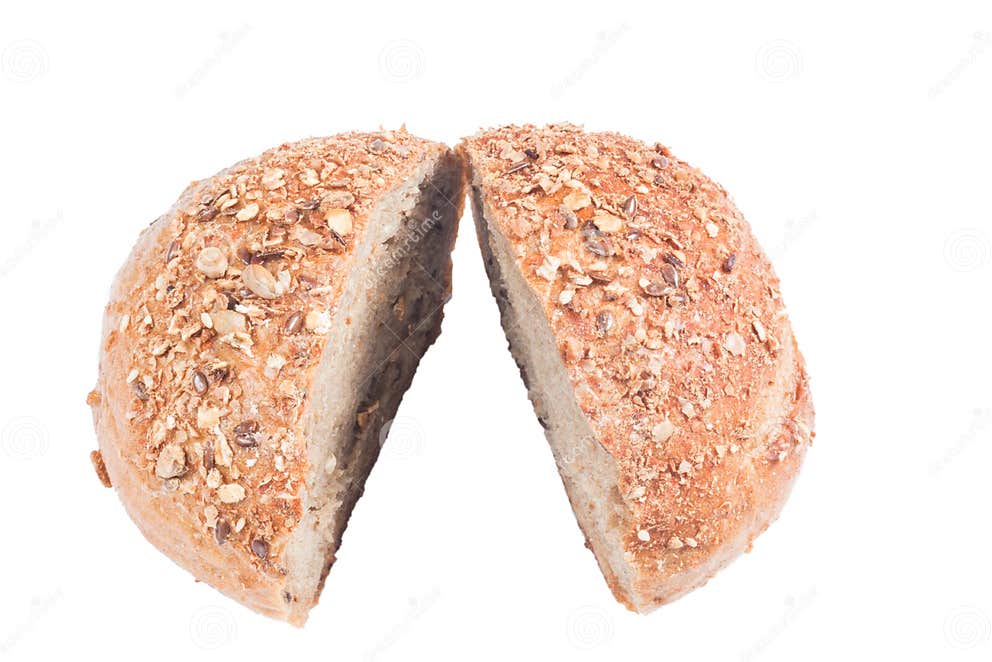 Fresh Whole Grain Bread Cut in Half Stock Image - Image of oatmeal ...