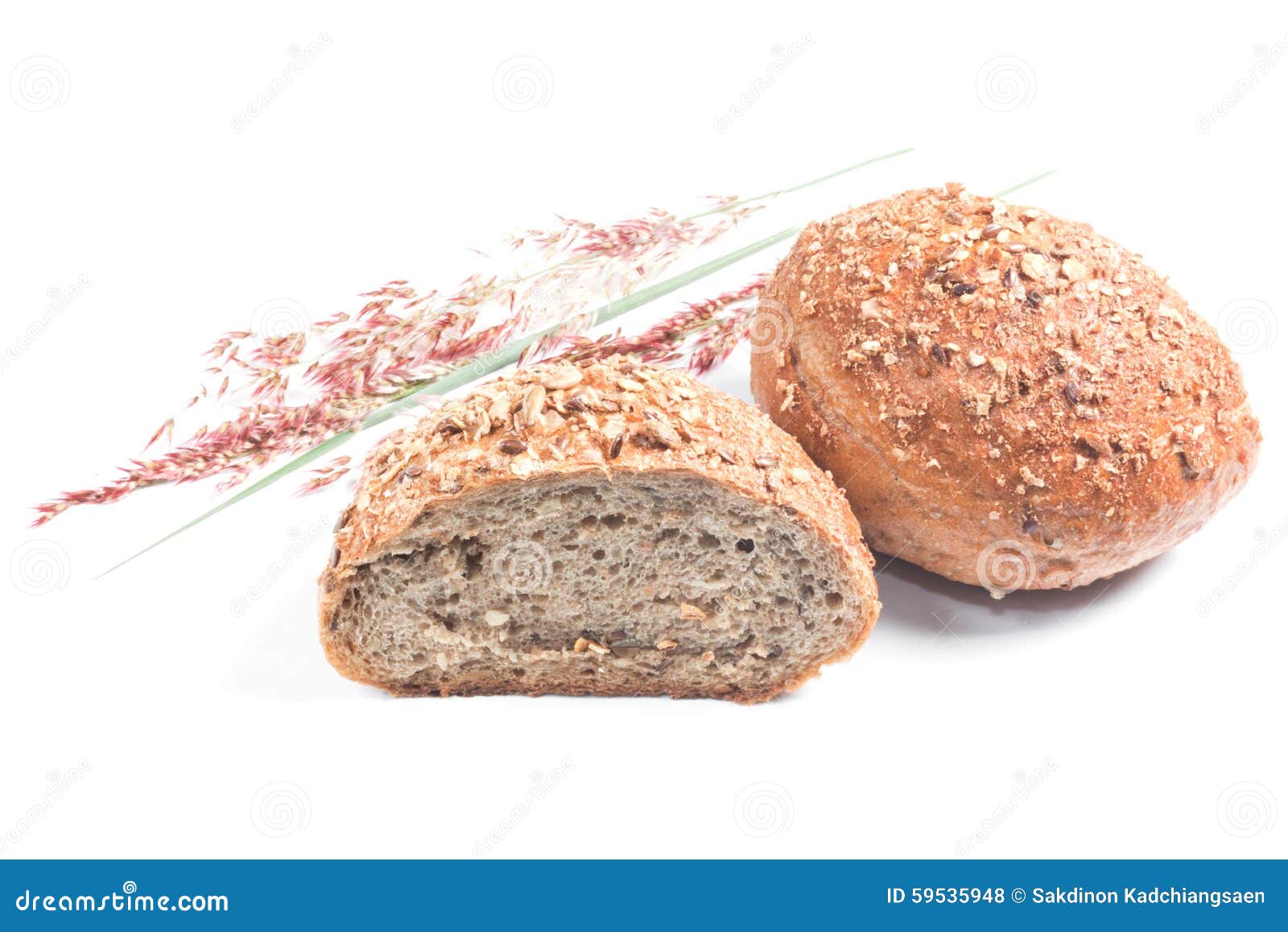Fresh Whole Grain Bread Cut in Half Stock Photo - Image of eating ...