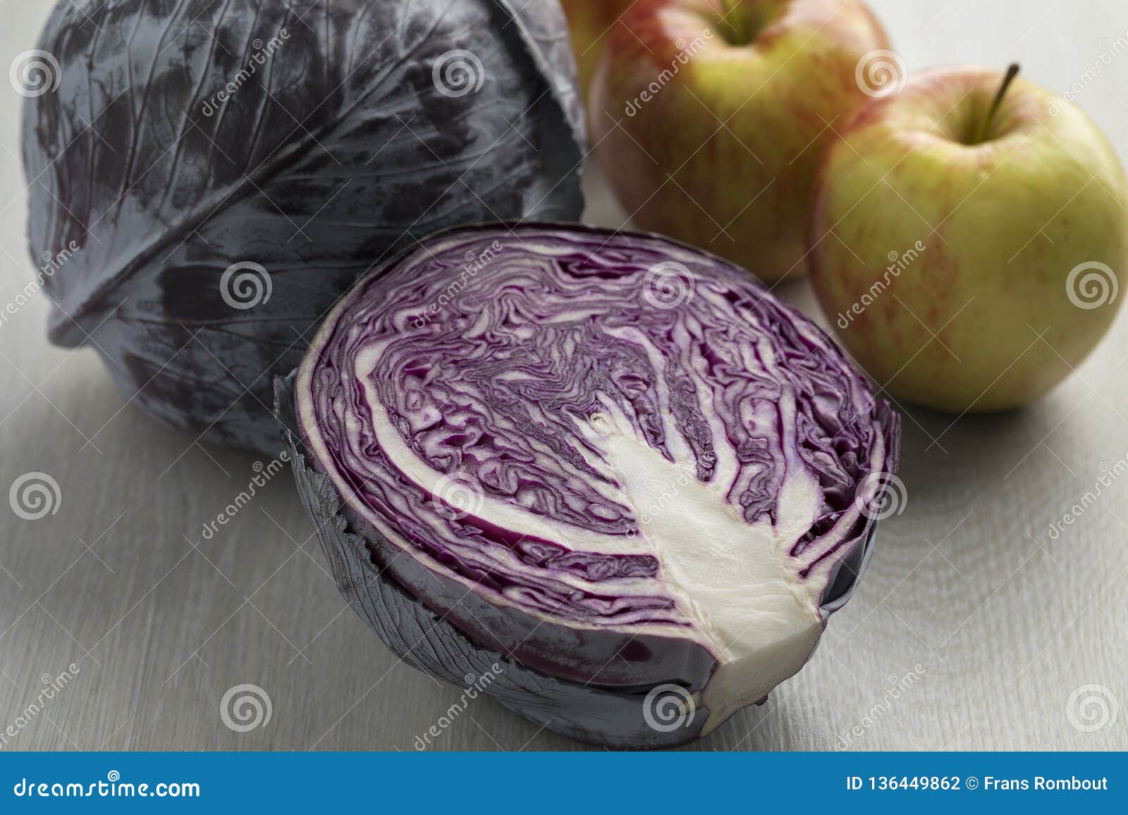Fresh Whole and Half Raw Red Cabbage Stock Photo - Image of nutrition ...