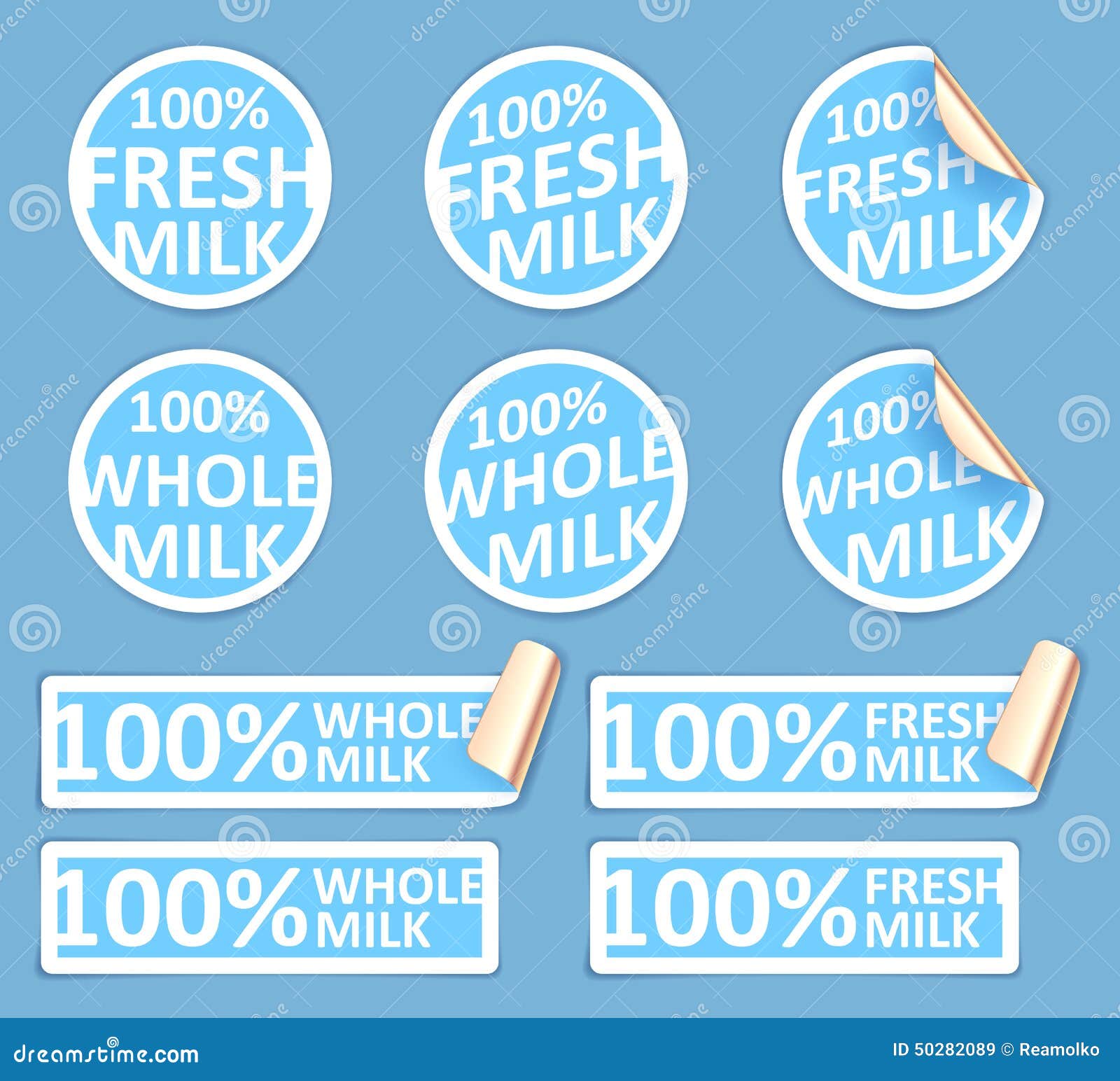 Fresh Whole Milk Stickers Set. Stock Vector - Illustration of icon ...