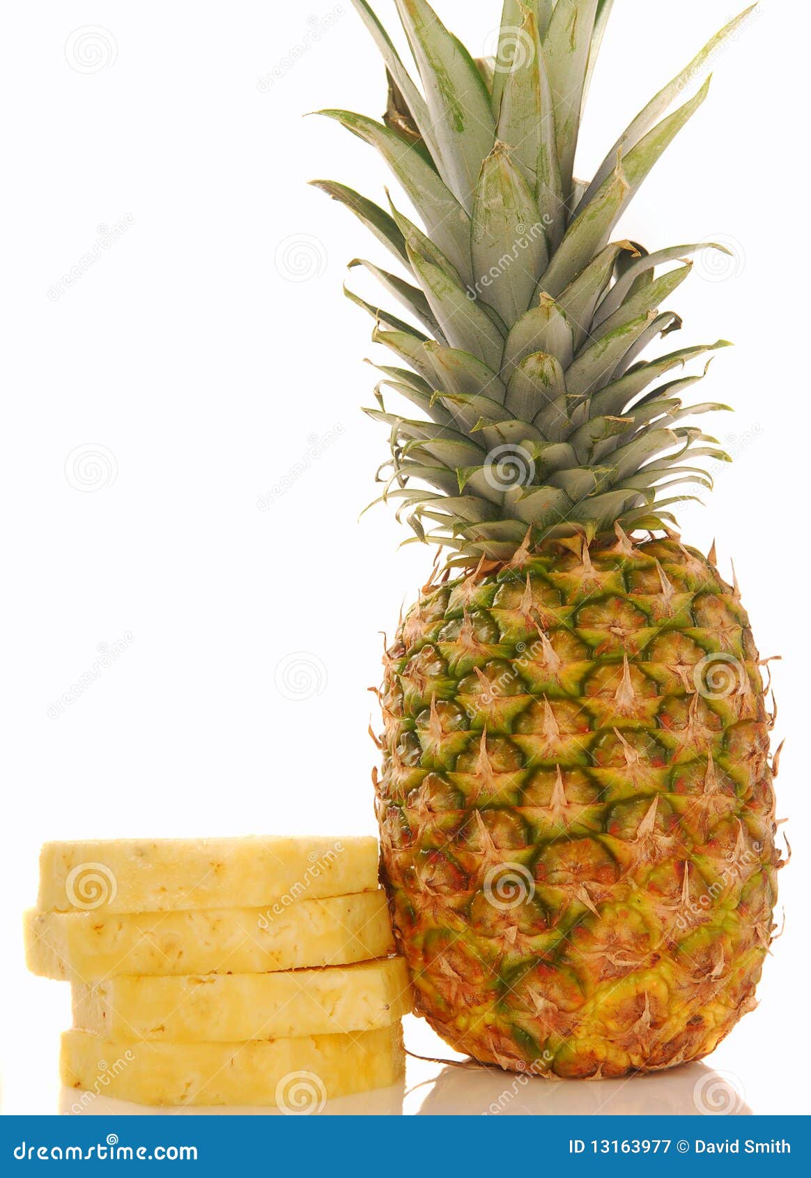 Fresh Whole Pineapple with Cut Slices Stock Image - Image of fruit ...