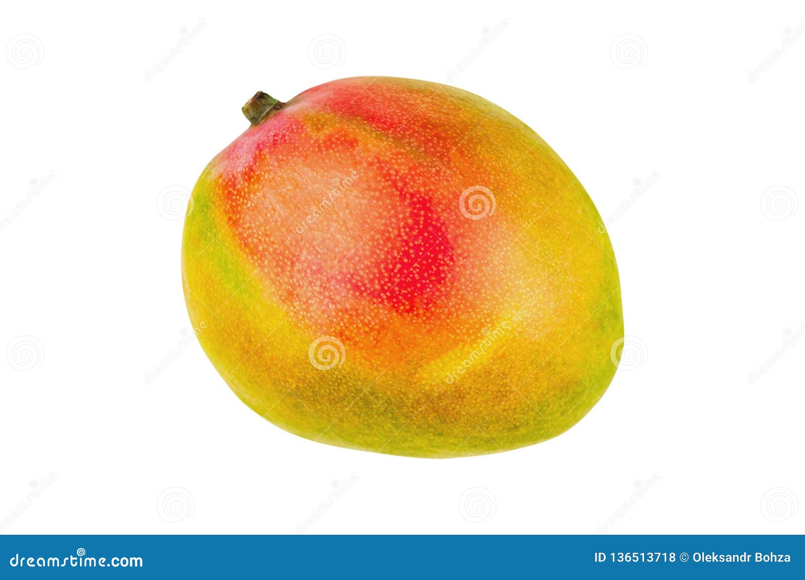 Fresh Whole Ripe Mango Isolated on White Background. Top View Stock ...