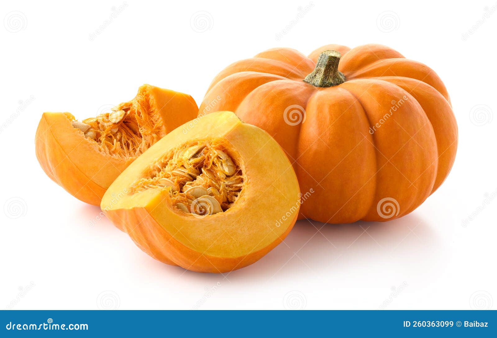 Fresh Whole and Sliced Pumpkin Stock Image - Image of food, healthy ...