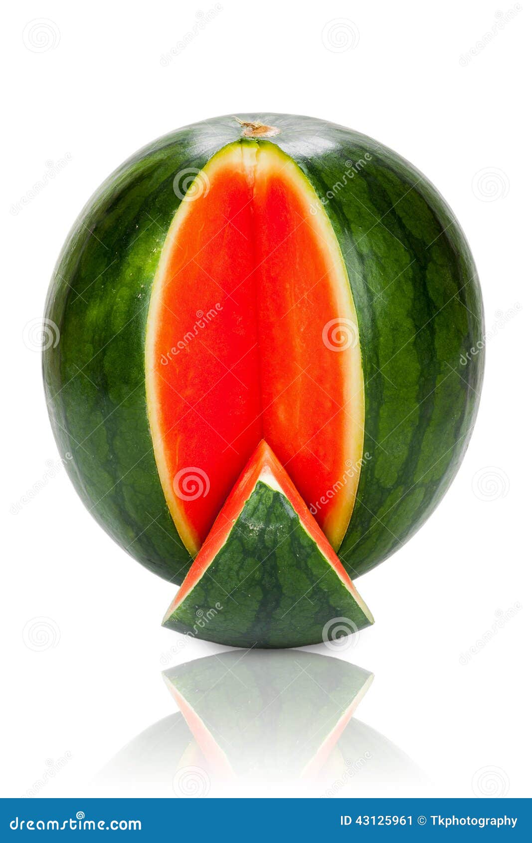 Fresh Whole Watermelon with One Sliced Piece Stock Image - Image of ...